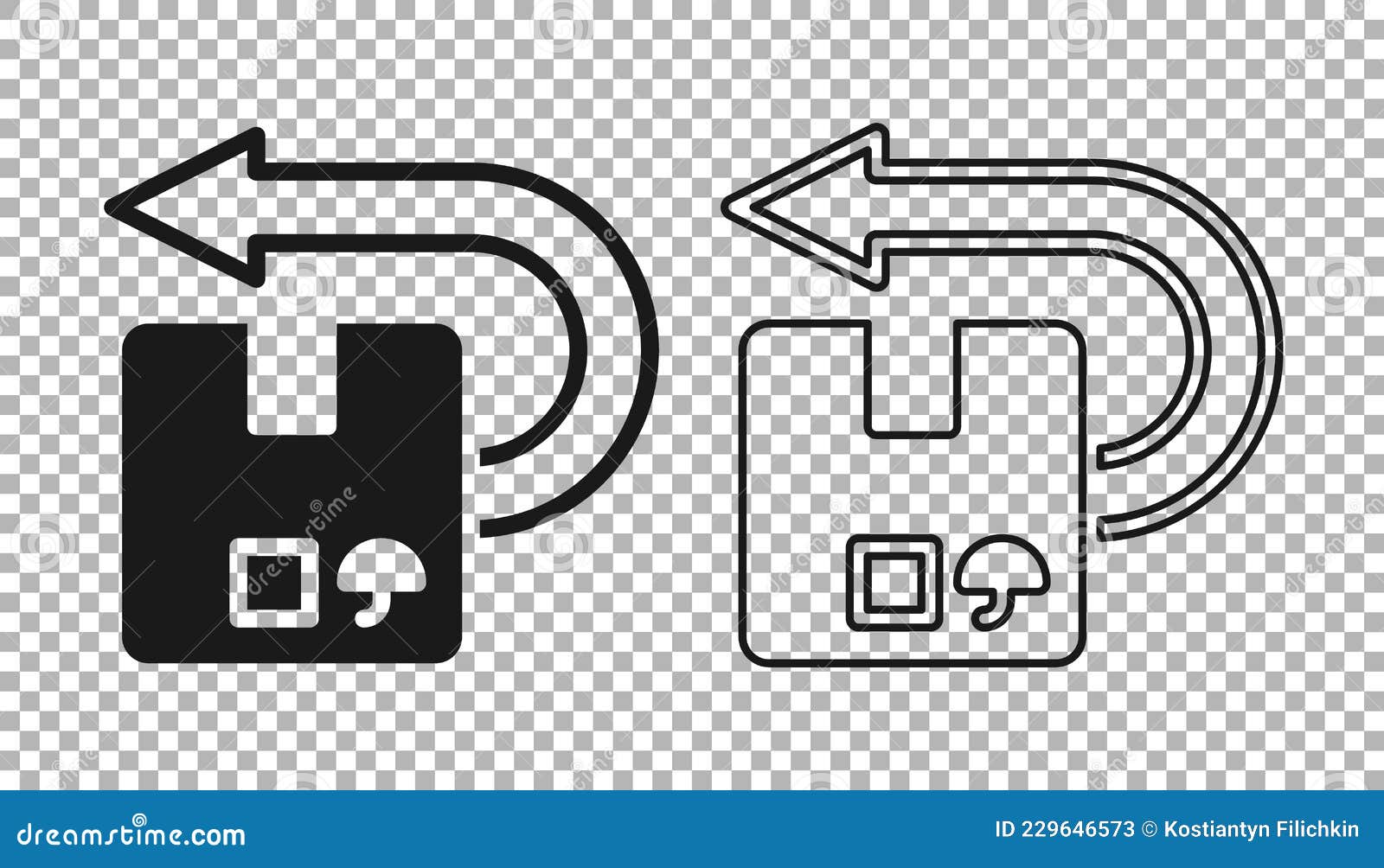 Black Return Cardboard Box Icon Isolated on Transparent Background. Box ...