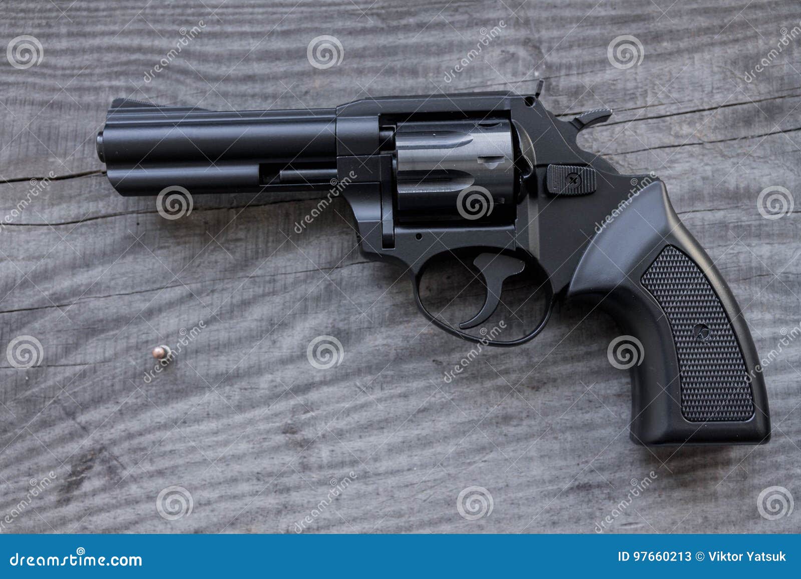 Black revolver. stock image. Image of flaubert, revolver - 97660213