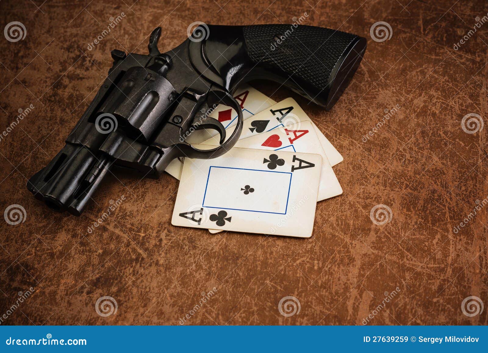 Black Revolver And Old Playing Cards Stock Image | CartoonDealer.com ...