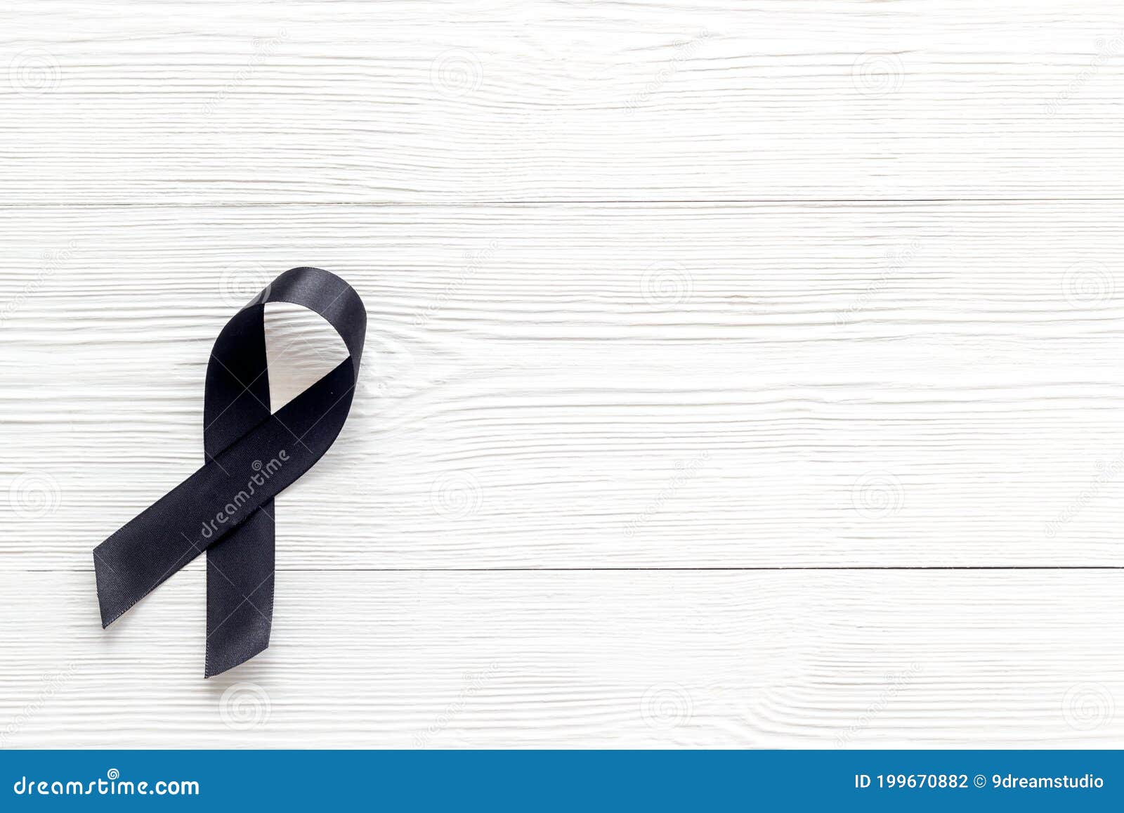 Black Ribbon As Mourning Symbol Top View Stock Photo - Image of black ...