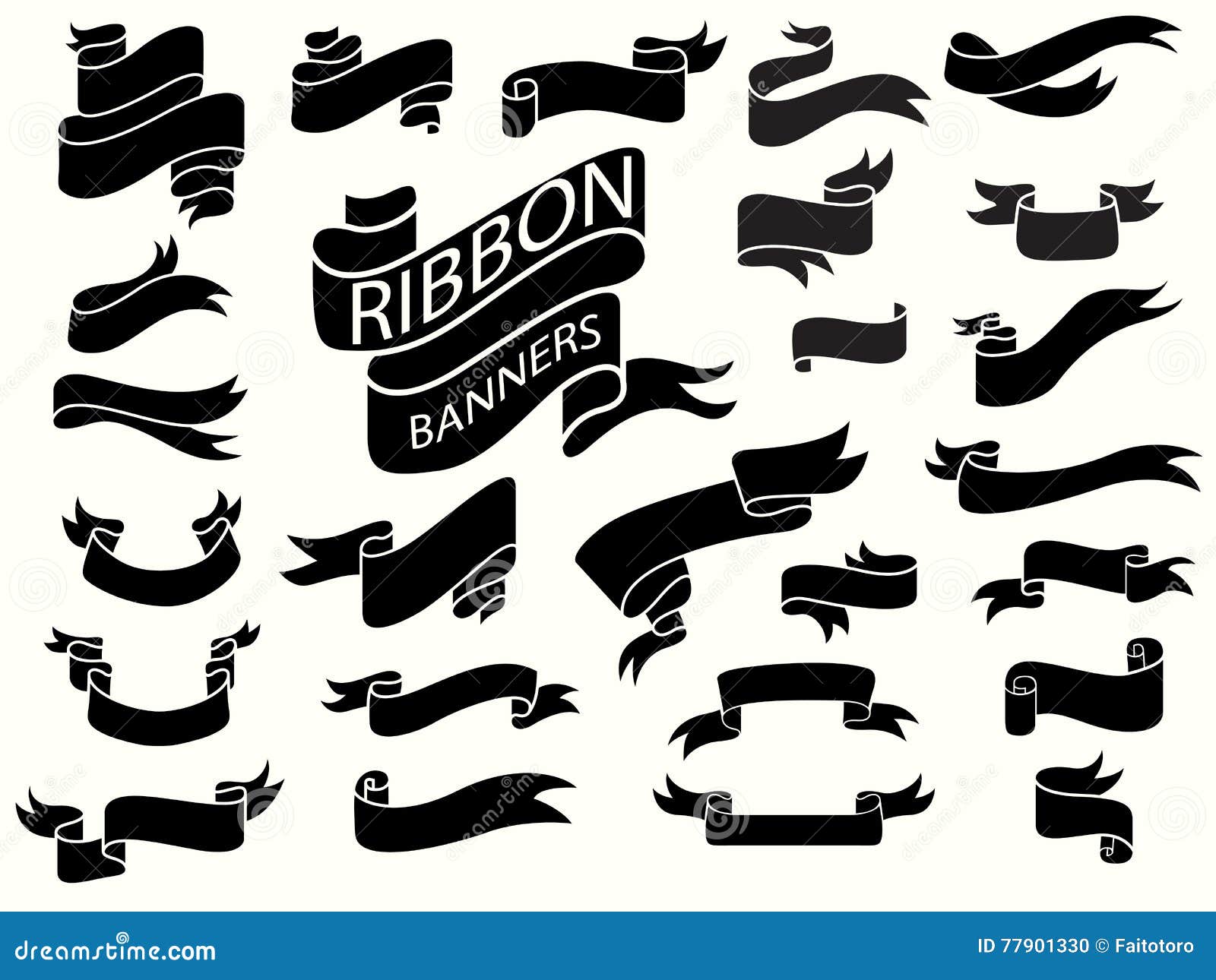 Black Ribbon Banners Design Template Stock Vector - Illustration of ...