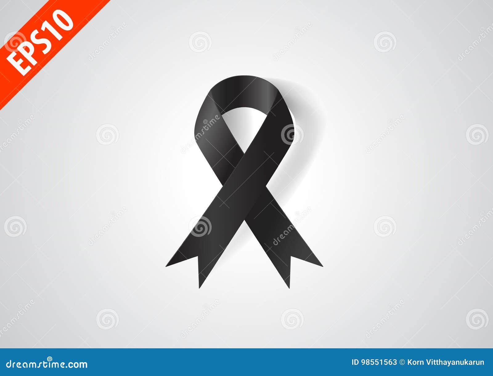 Black Ribbon Remembrance or Mourning Commemorate Stock Illustration ...