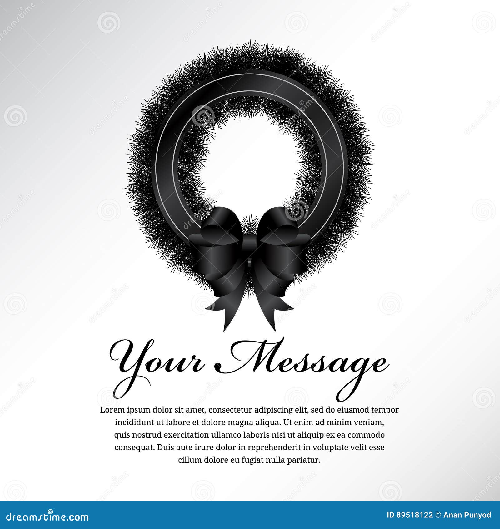 Black Ribbon Wreath Funeral Mourning Wreath Vector Design Stock Vector ...