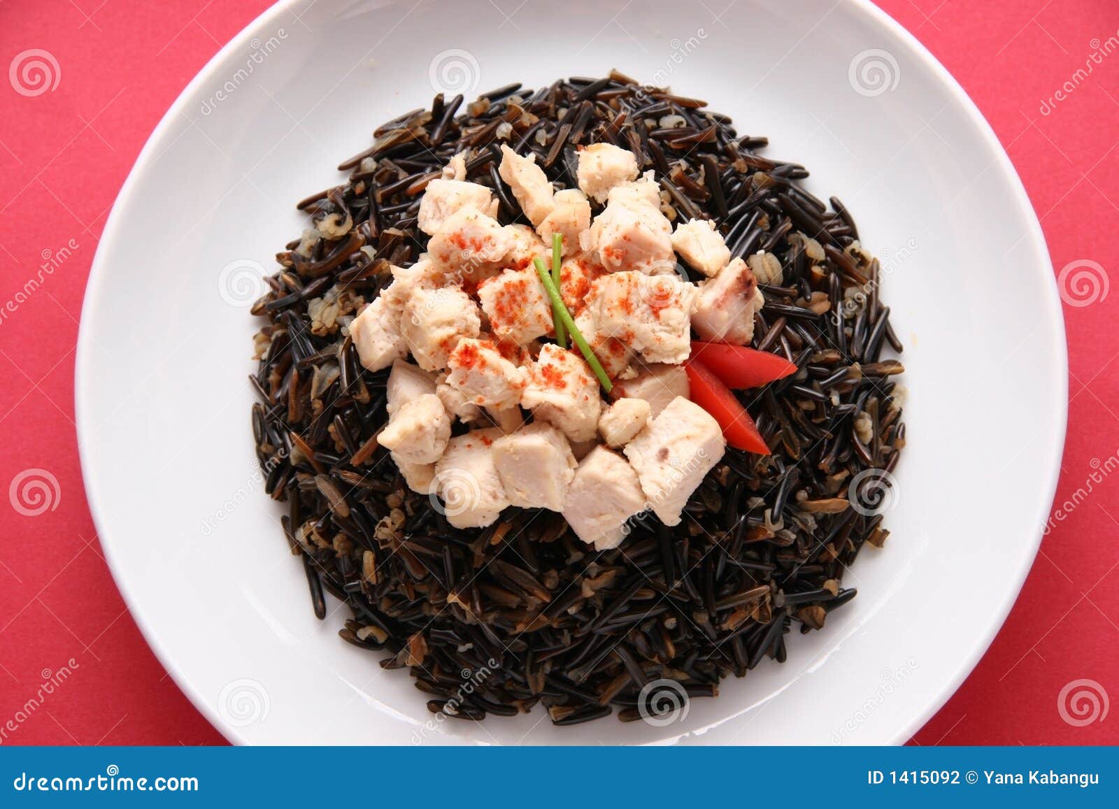 Black rice and chicken. stock photo. Image of good, diet - 1415092