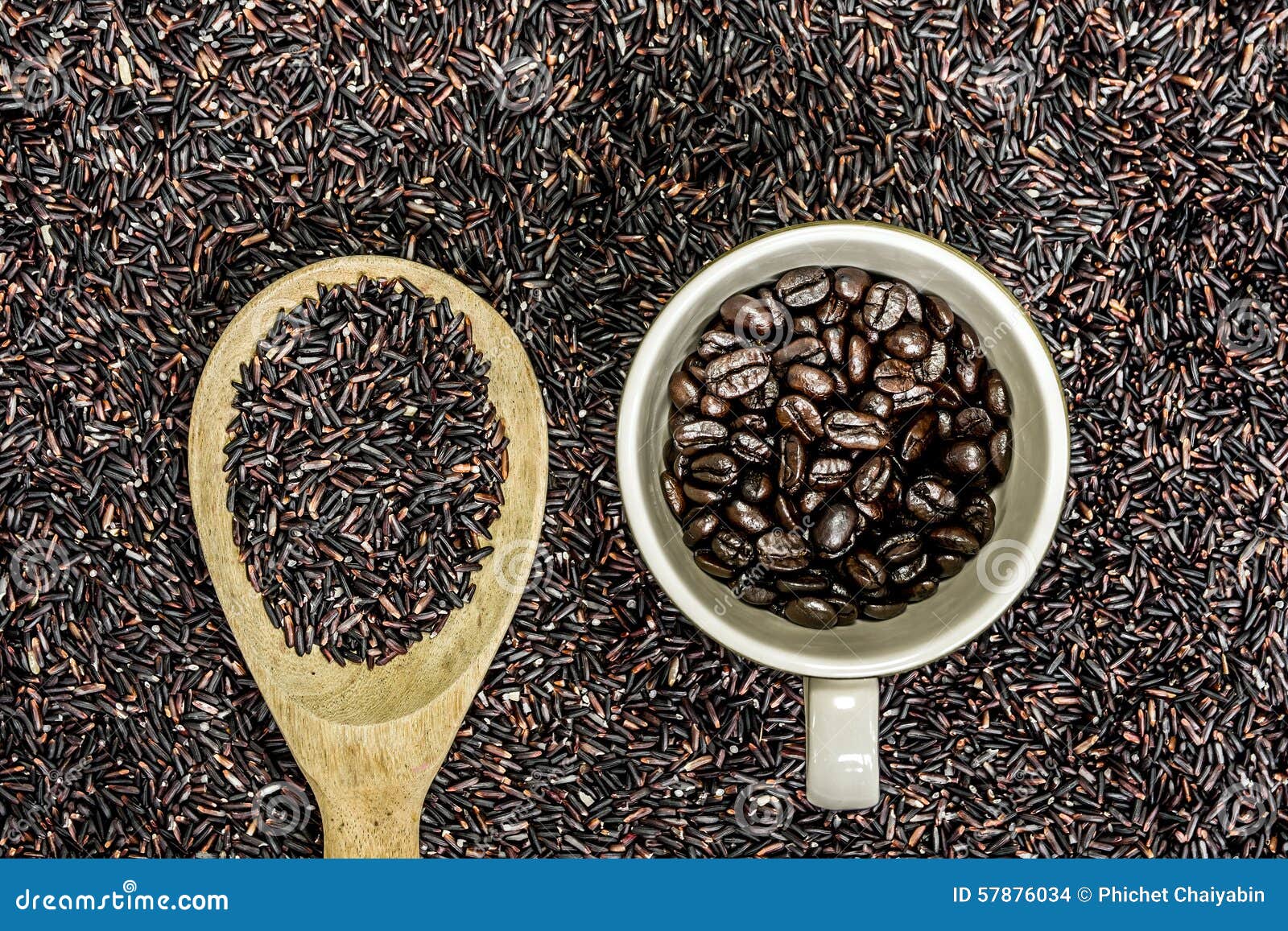 Black rice and coffee bean stock photo. Image of dried - 57876034