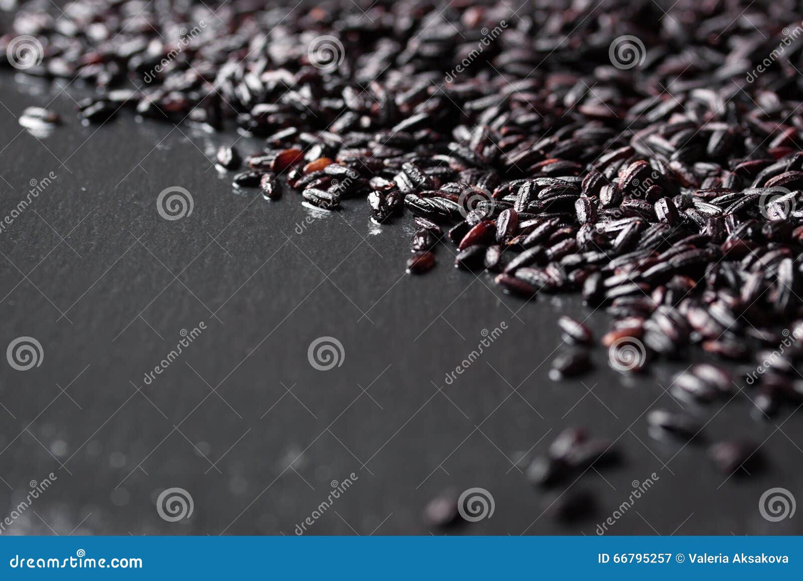 Black Rice on a Dark Stone Background with Water Droplets Stock Image ...