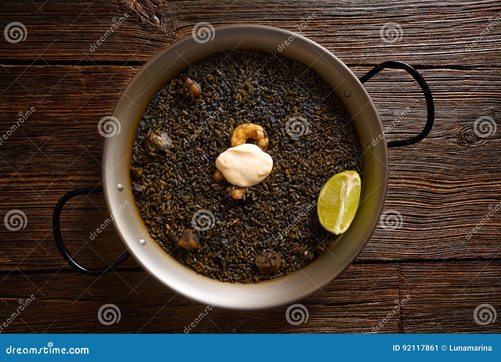 Black Rice Paella Recipe for Two from Spain Stock Image - Image of ...