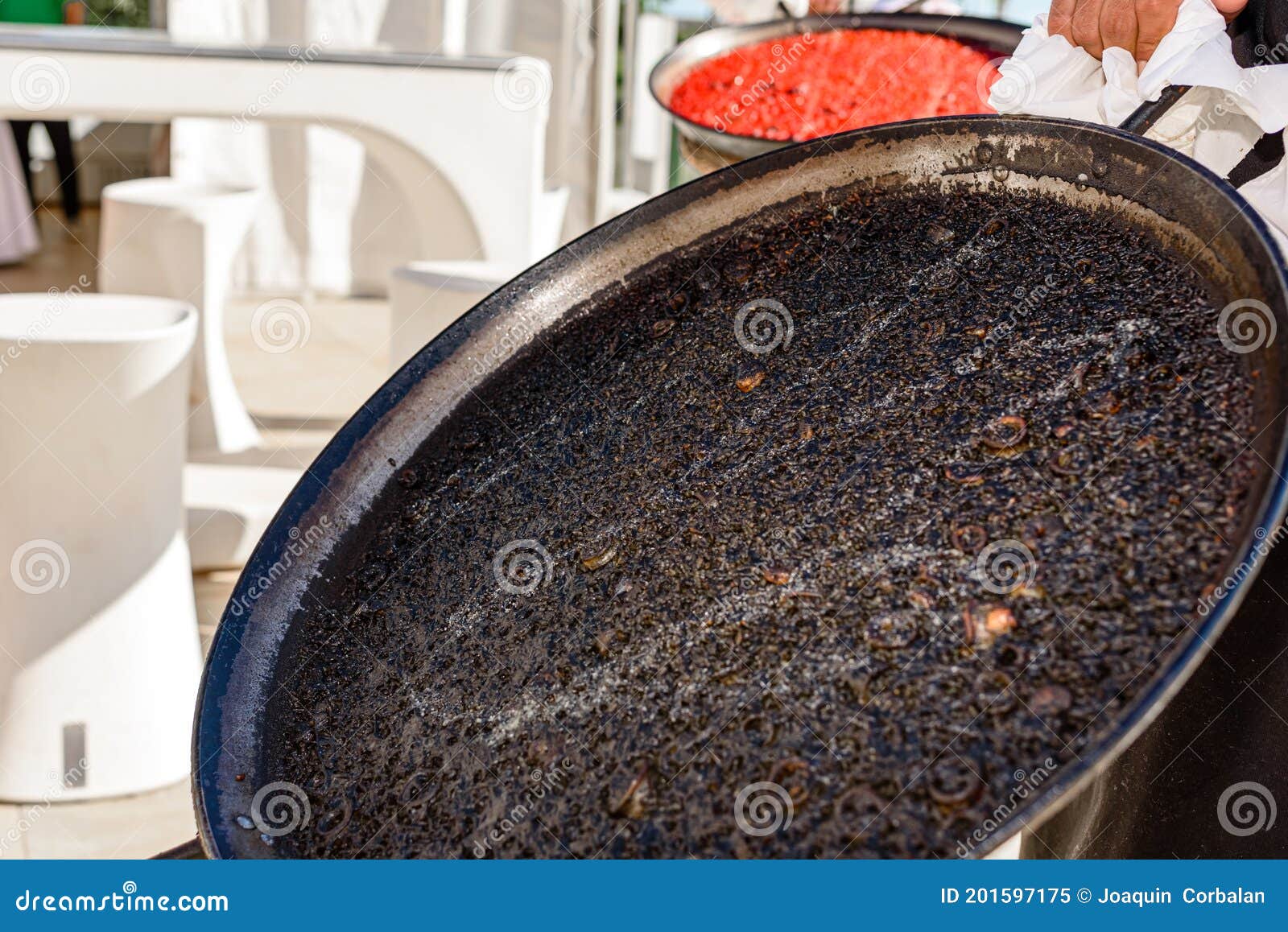Black Rice Paella, Typical of Valencia in Spain, with Squid Ink Stock ...