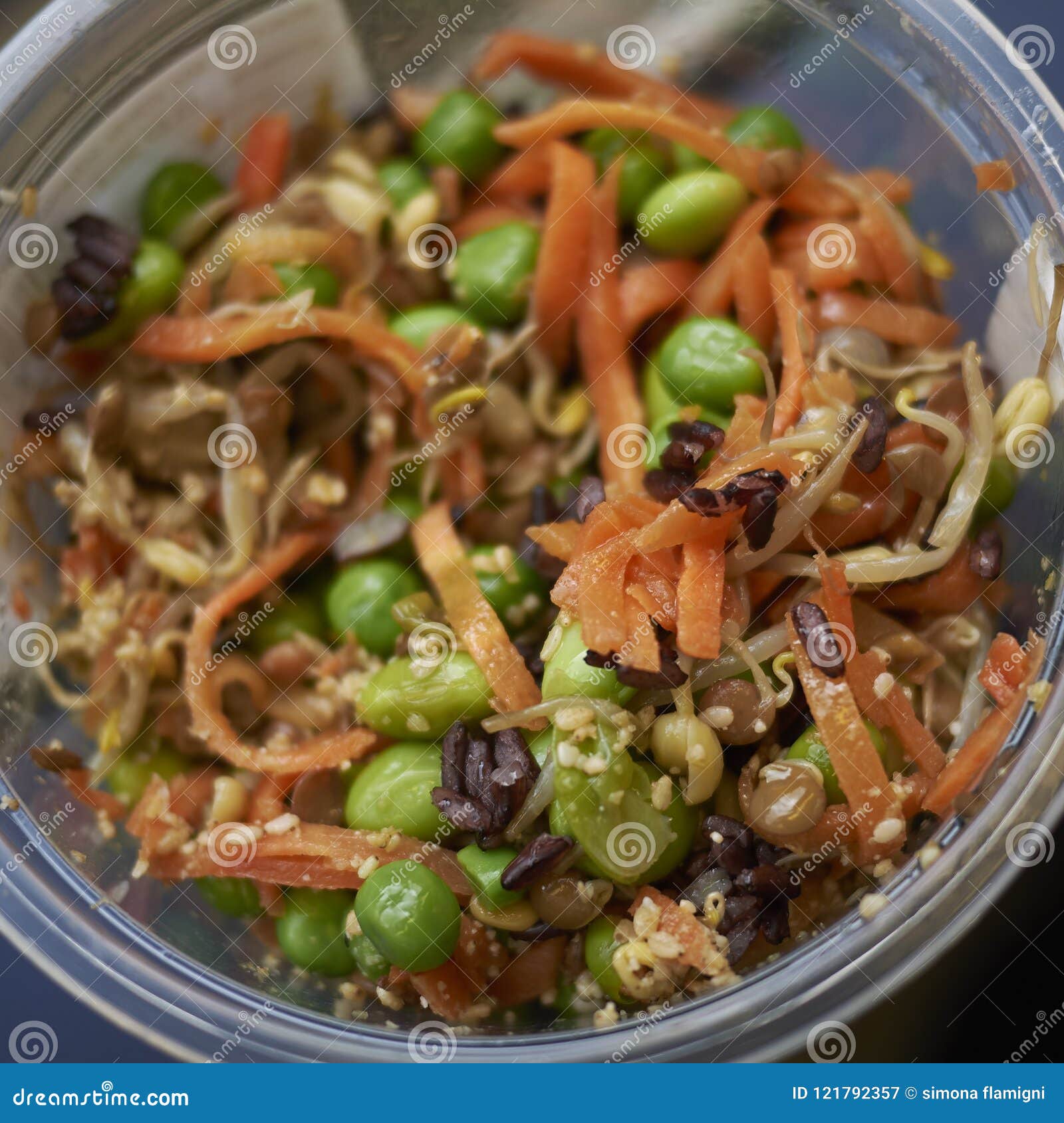 Black rice with edamame stock image. Image of gourmet - 121792357