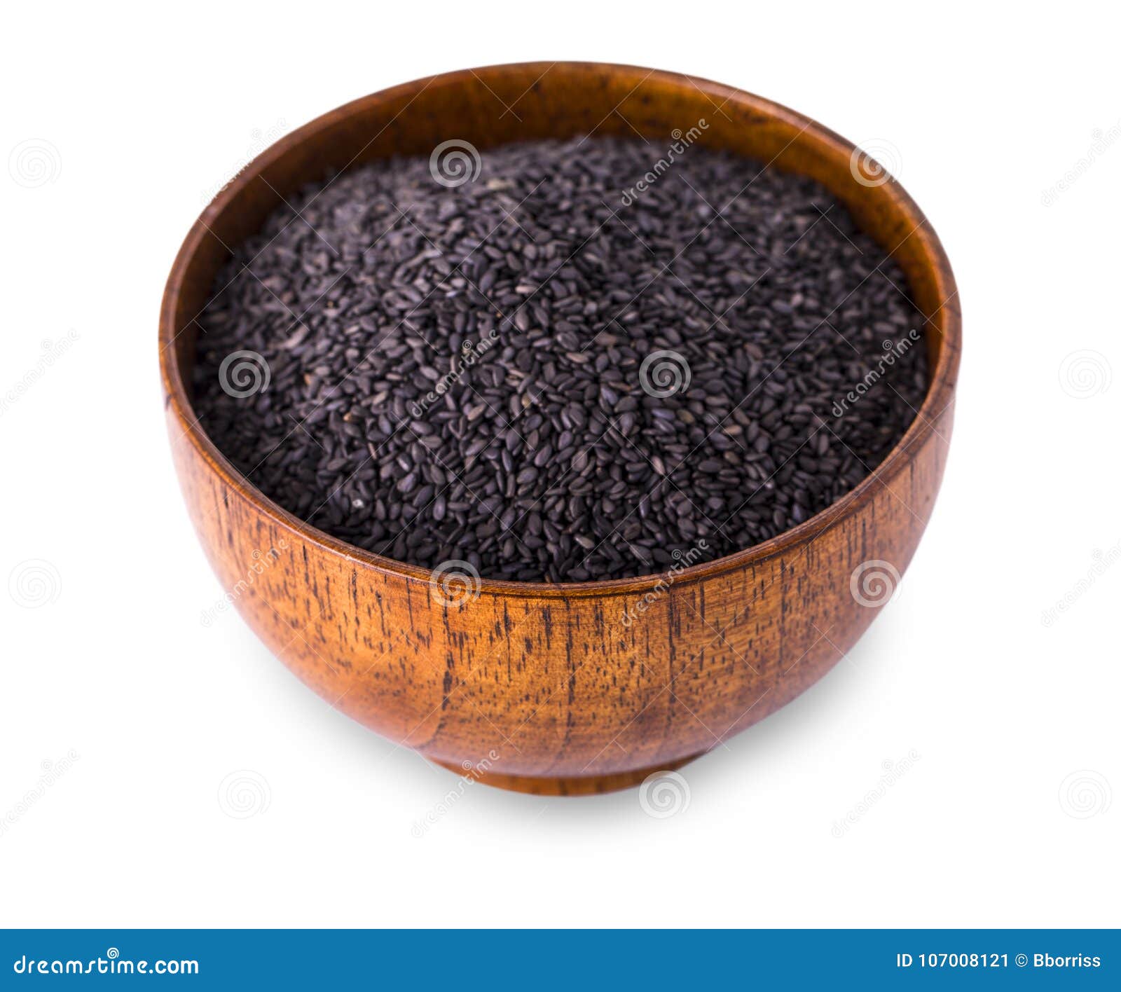 Black Rice in Wooden Bowl Isolated on White Background Stock Image ...