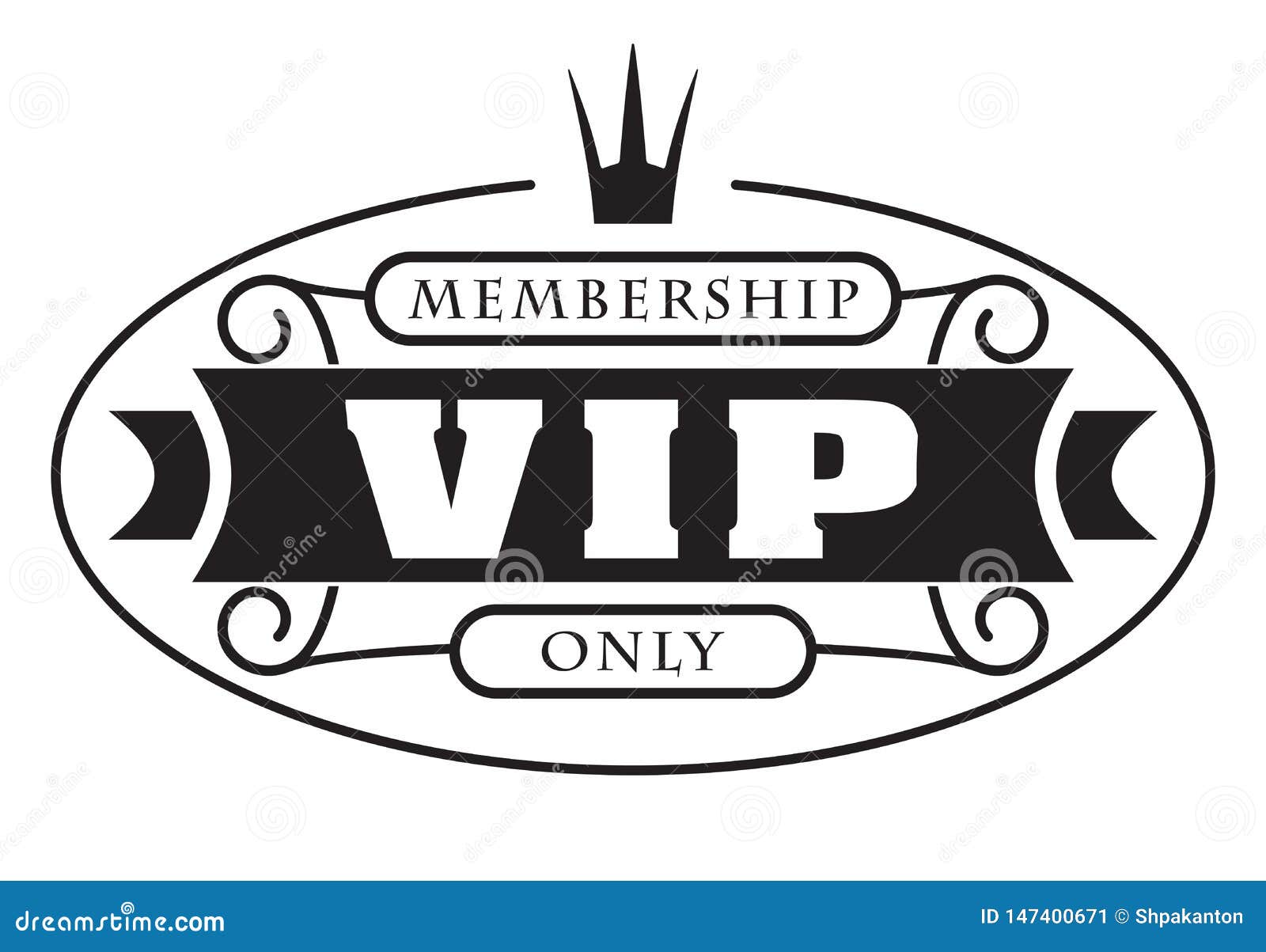 Black Rich Decorated VIP Design with Crown on a White Background Stock ...