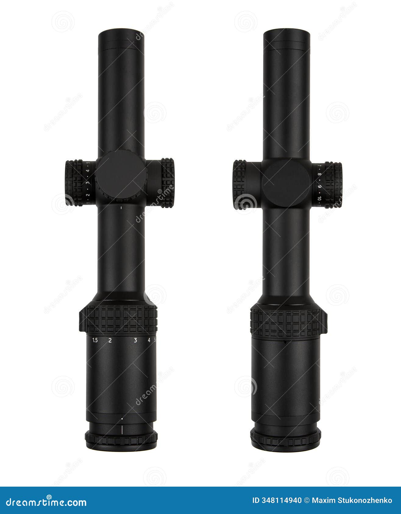 Black Rifle Scope with Adjustment Knobs and Magnification Settings ...