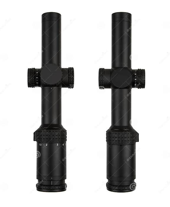 Black Rifle Scope with Adjustment Knobs and Magnification Settings ...