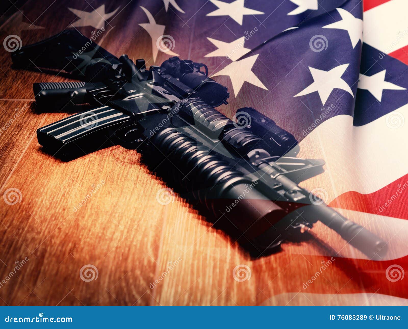 The Black Rifle and U.S. Flag Stock Image - Image of optical, flag ...