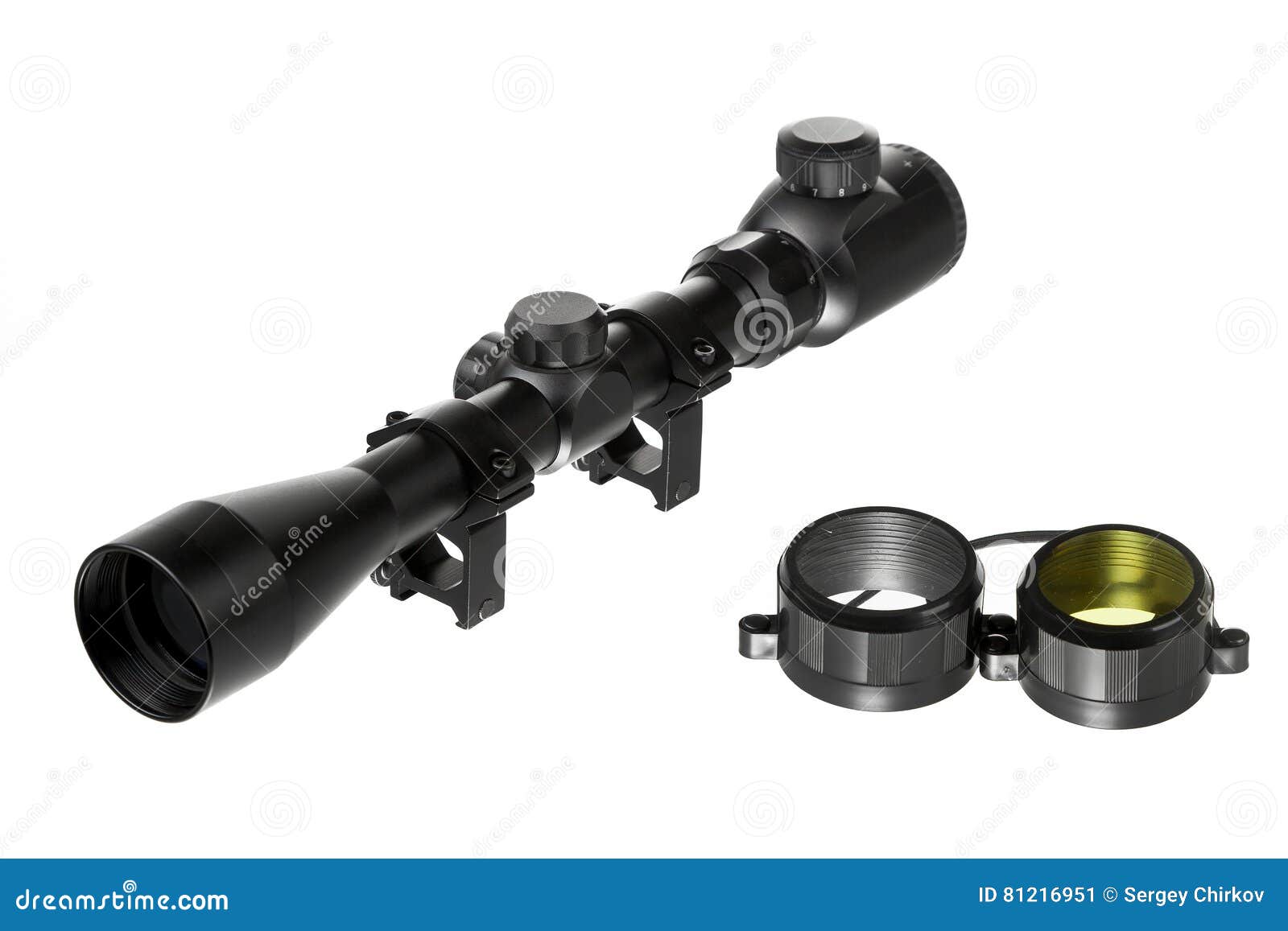 The black riflescope stock image. Image of glass, black - 81216951