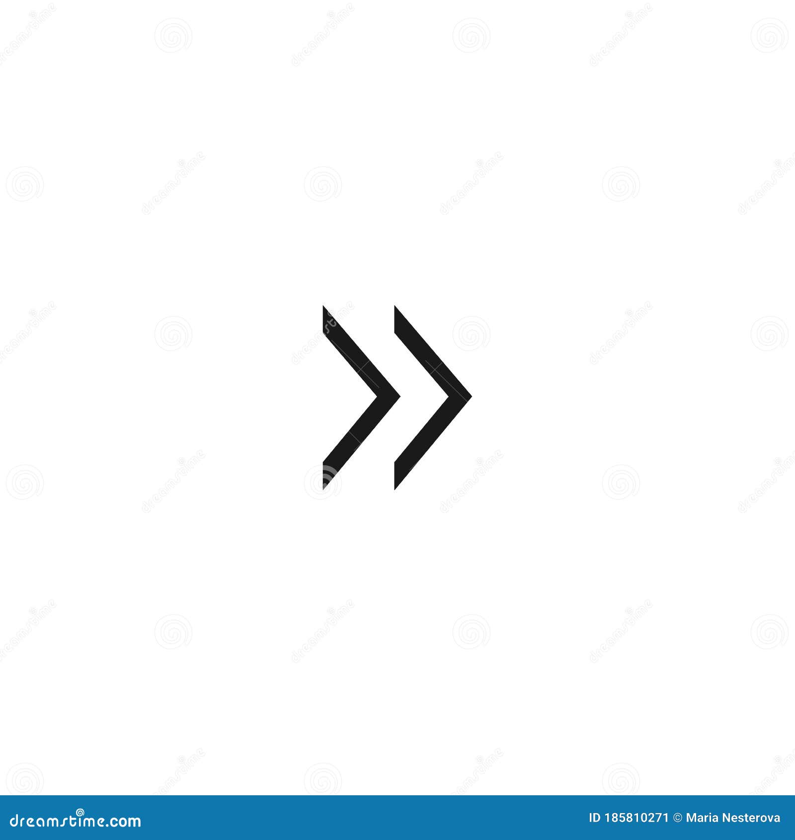 Black Right Double Arrow Icon. Scroll, Swipe Button Stock Illustration ...