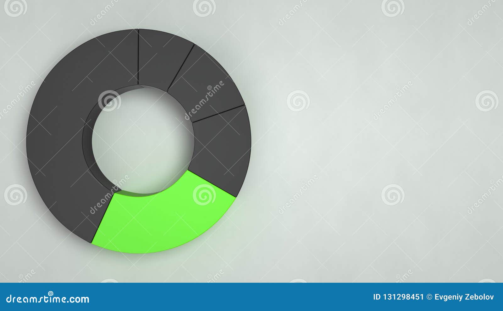 Black Ring Pie Chart with One Green Sector Stock Illustration ...