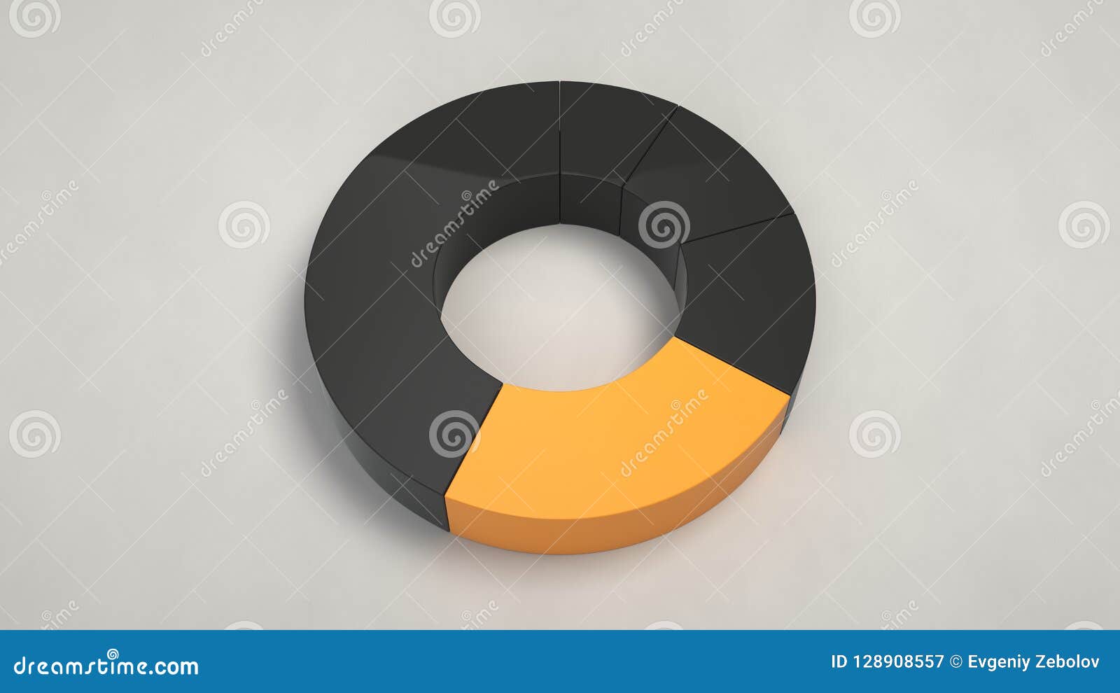Black Ring Pie Chart with One Orange Sector Stock Illustration ...