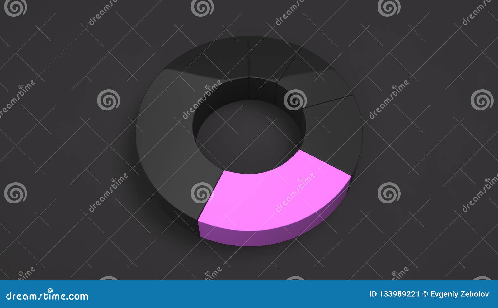 Black Ring Pie Chart with One Purple Sector Stock Illustration ...