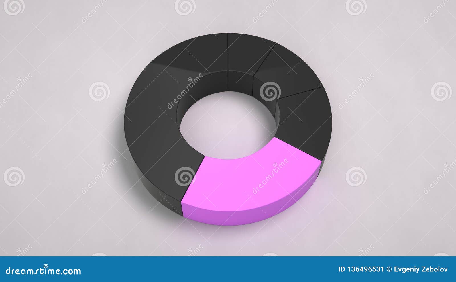 Black Ring Pie Chart with One Purple Sector Stock Illustration ...