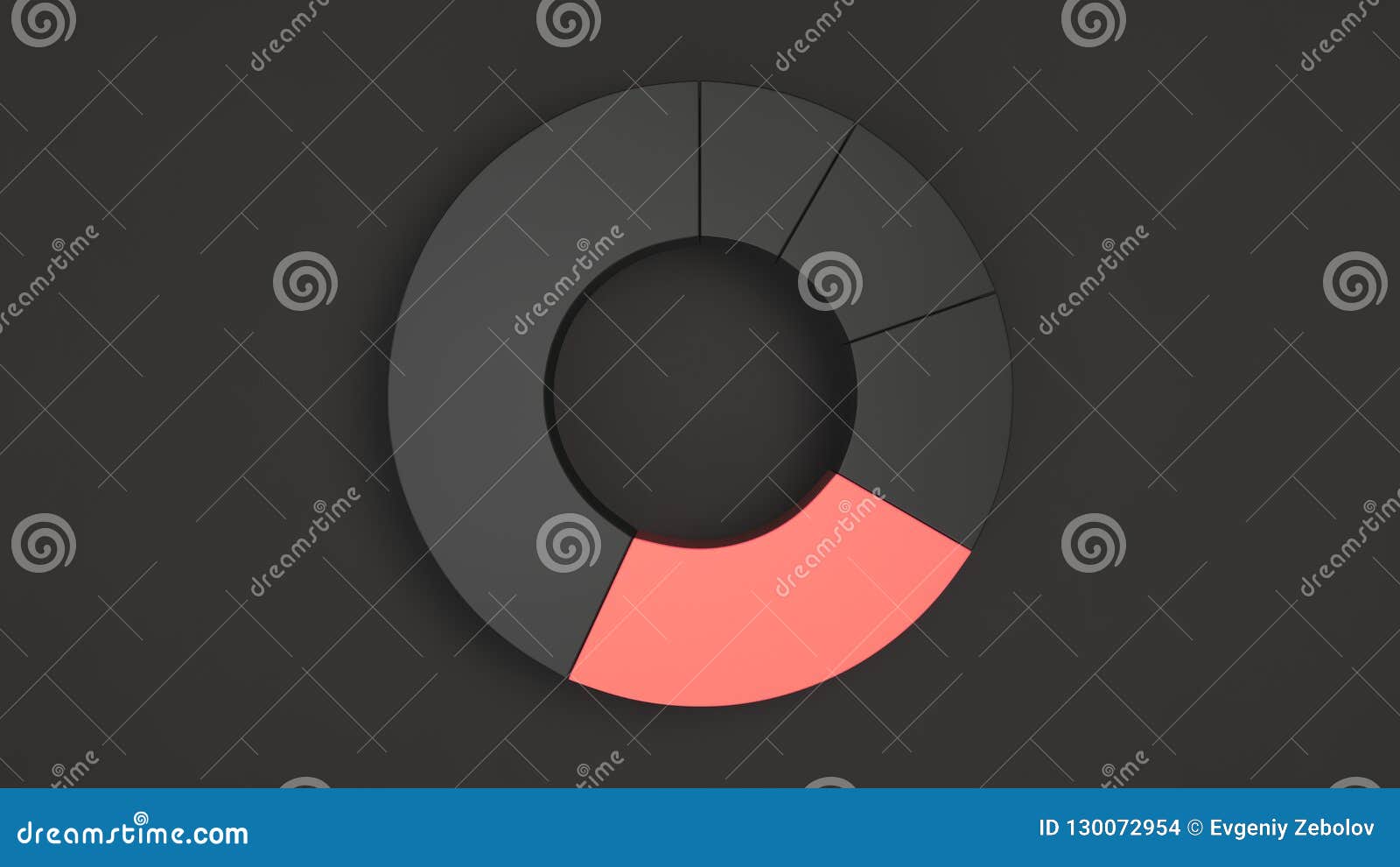 Black Ring Pie Chart with One Red Sector Stock Illustration ...