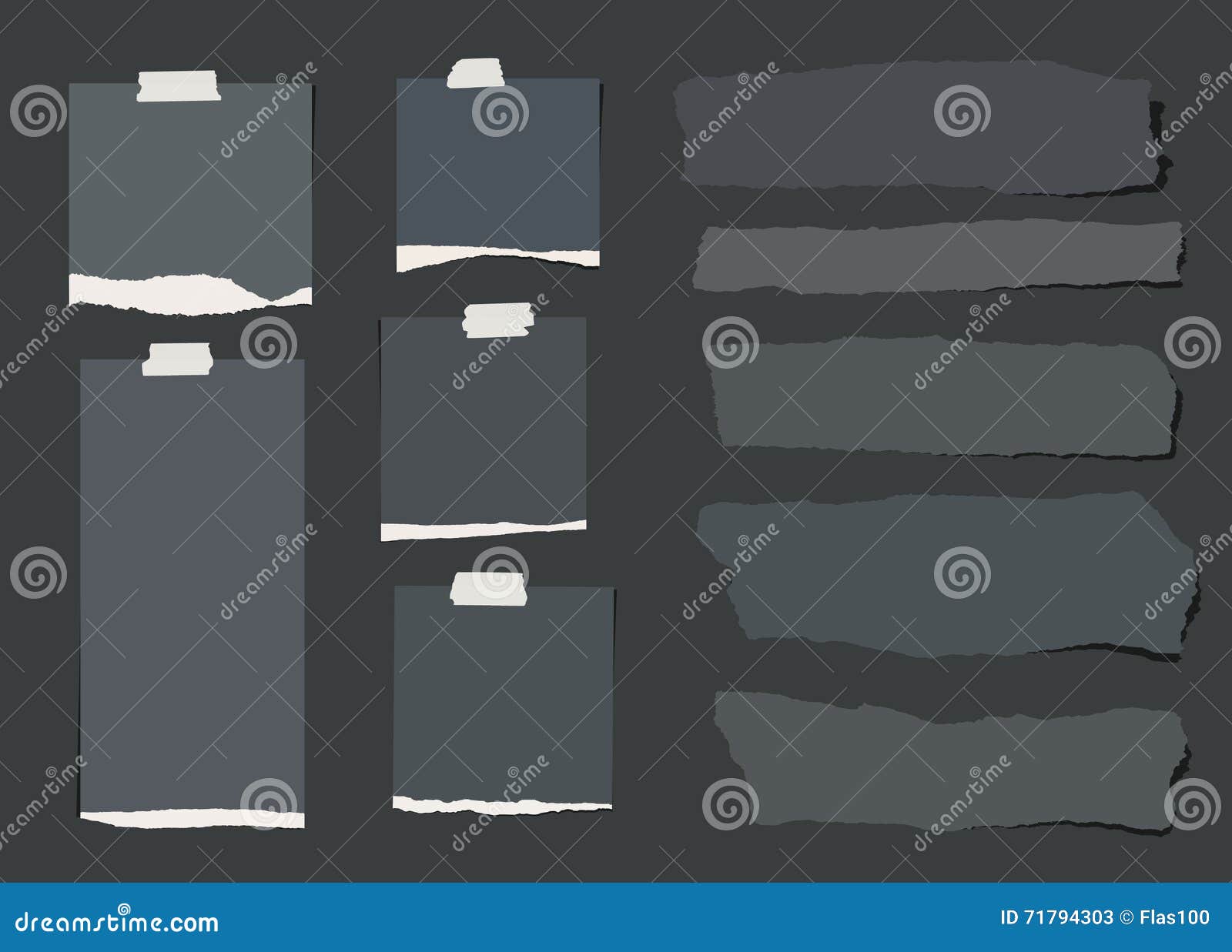 Black Ripped Blank Note Paper are Stuck on Dark Wall Stock Vector ...