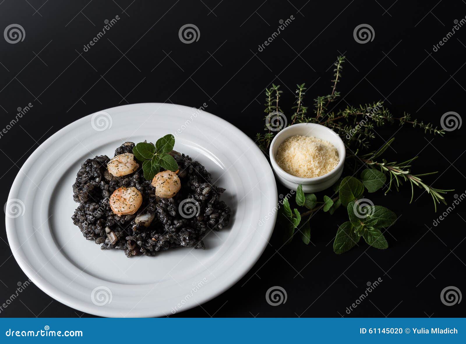 Black Risotto with Herbs and Parmesan Stock Photo - Image of healthy ...