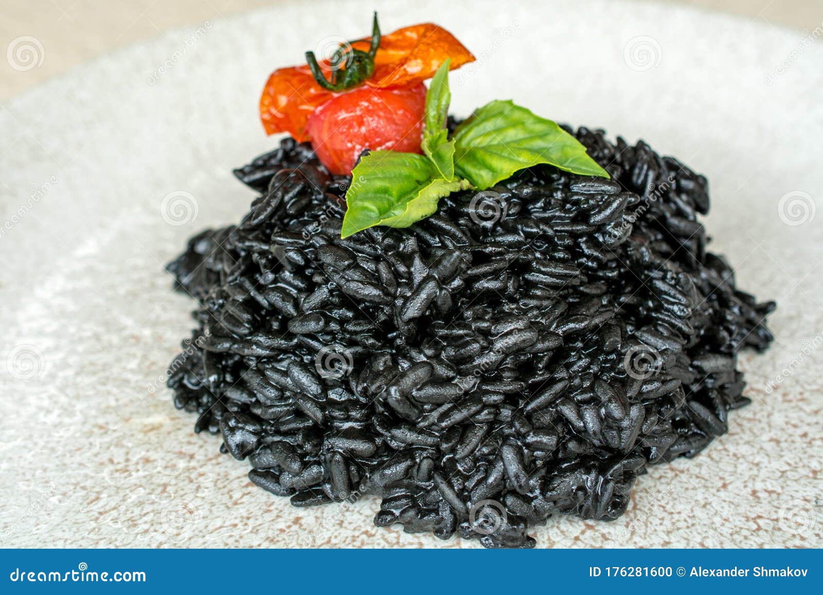 Black Risotto with Rice and Sea Cuttlefish Ink Stock Photo - Image of ...