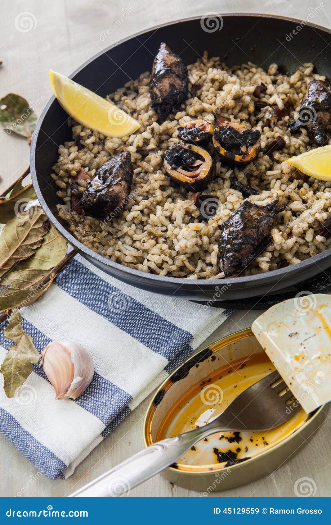 Black Risotto stock image. Image of traditional, squid - 45129559