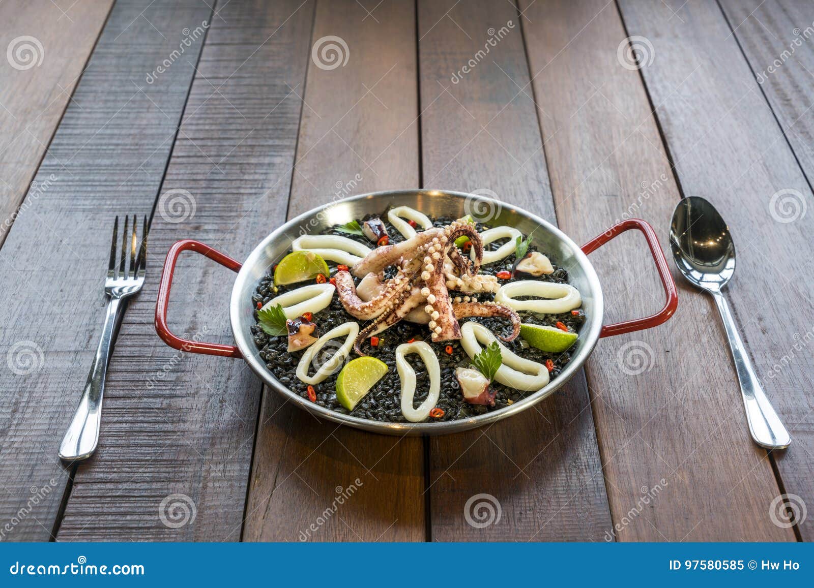 Black Risotto with Squid and Ink Sauce Stock Image - Image of famous ...