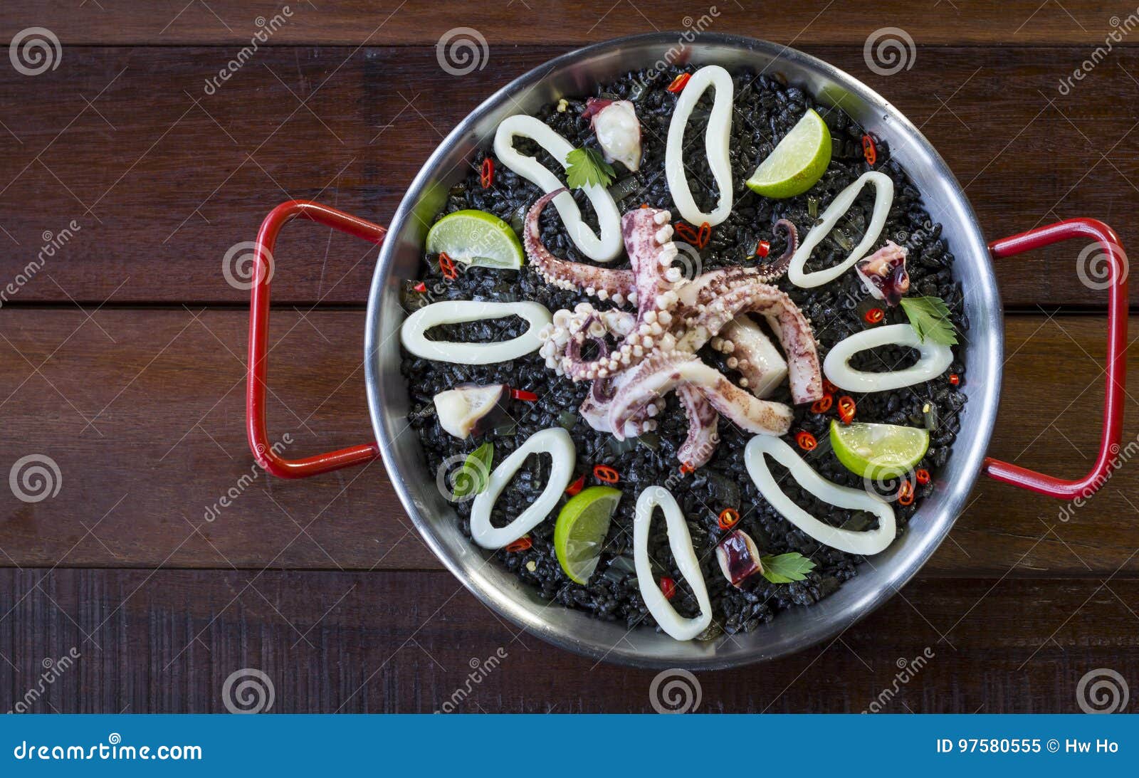 Black Rissoto with Squid and Ink Sauce Stock Image - Image of cheese ...