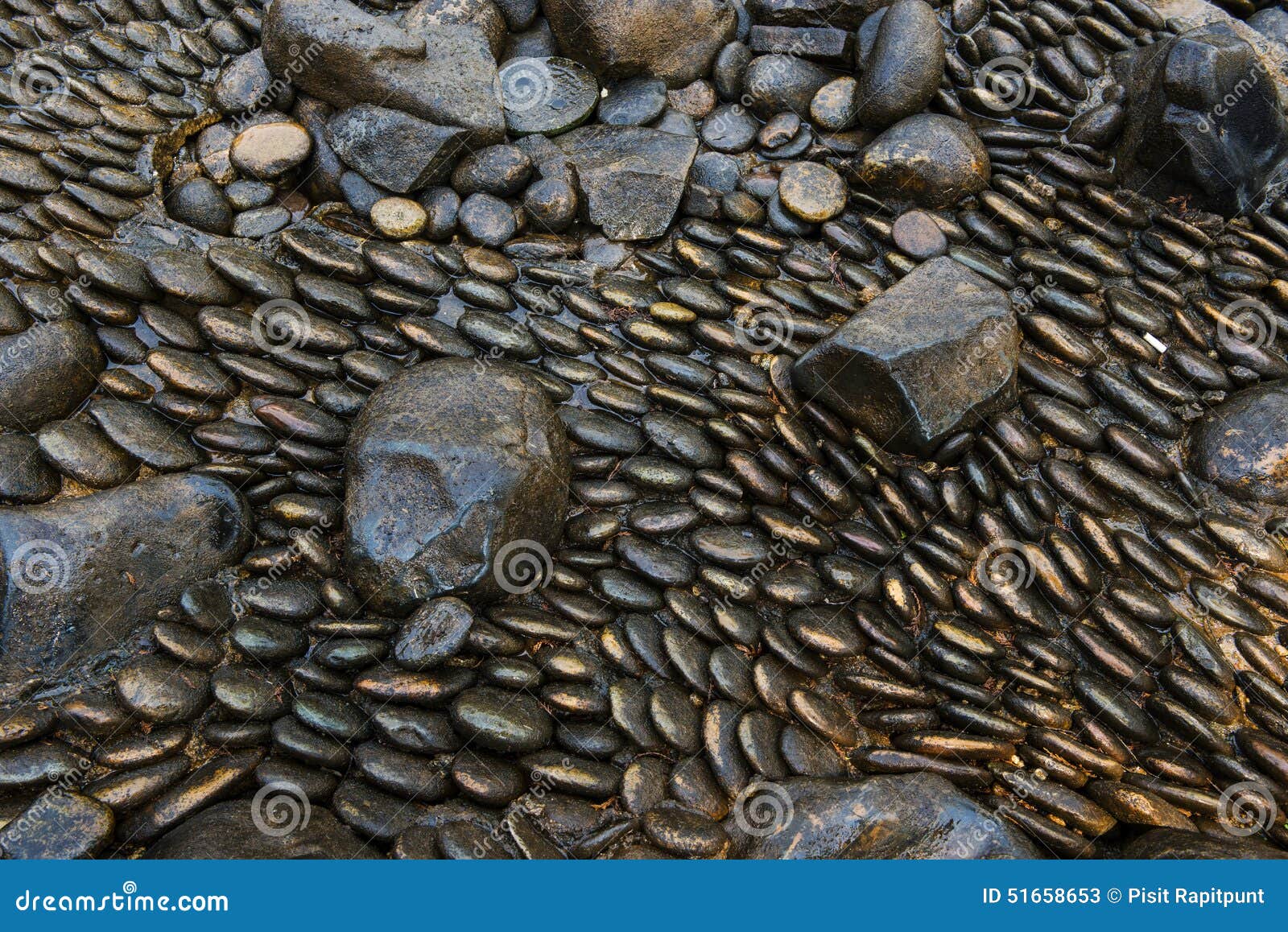 Black River Stones in Different Shapes Background and Texture Stock ...