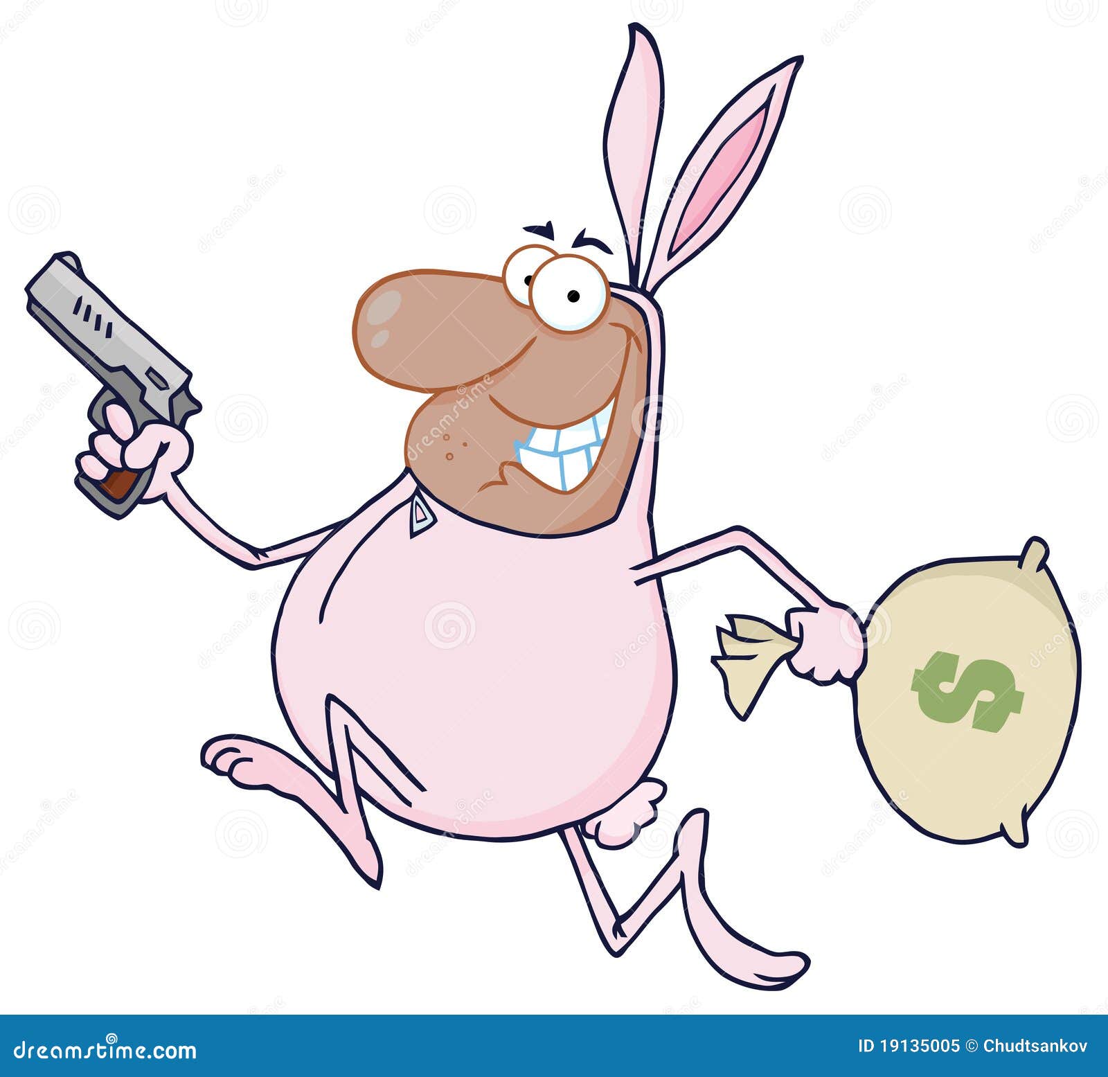 Black Robber Running in a Bunny Costume Stock Vector - Illustration of ...