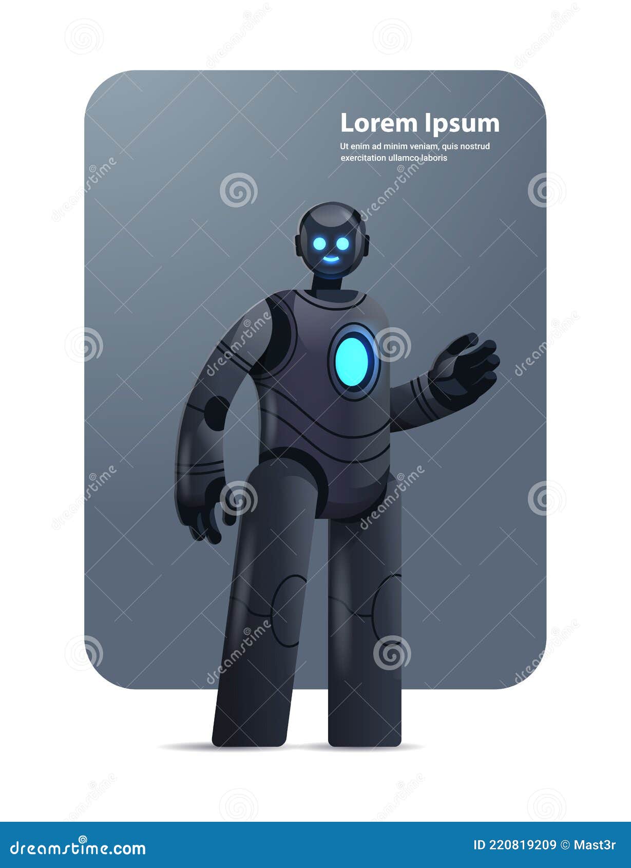 Black Robot Cyborg Modern Robotic Character Artificial Intelligence ...