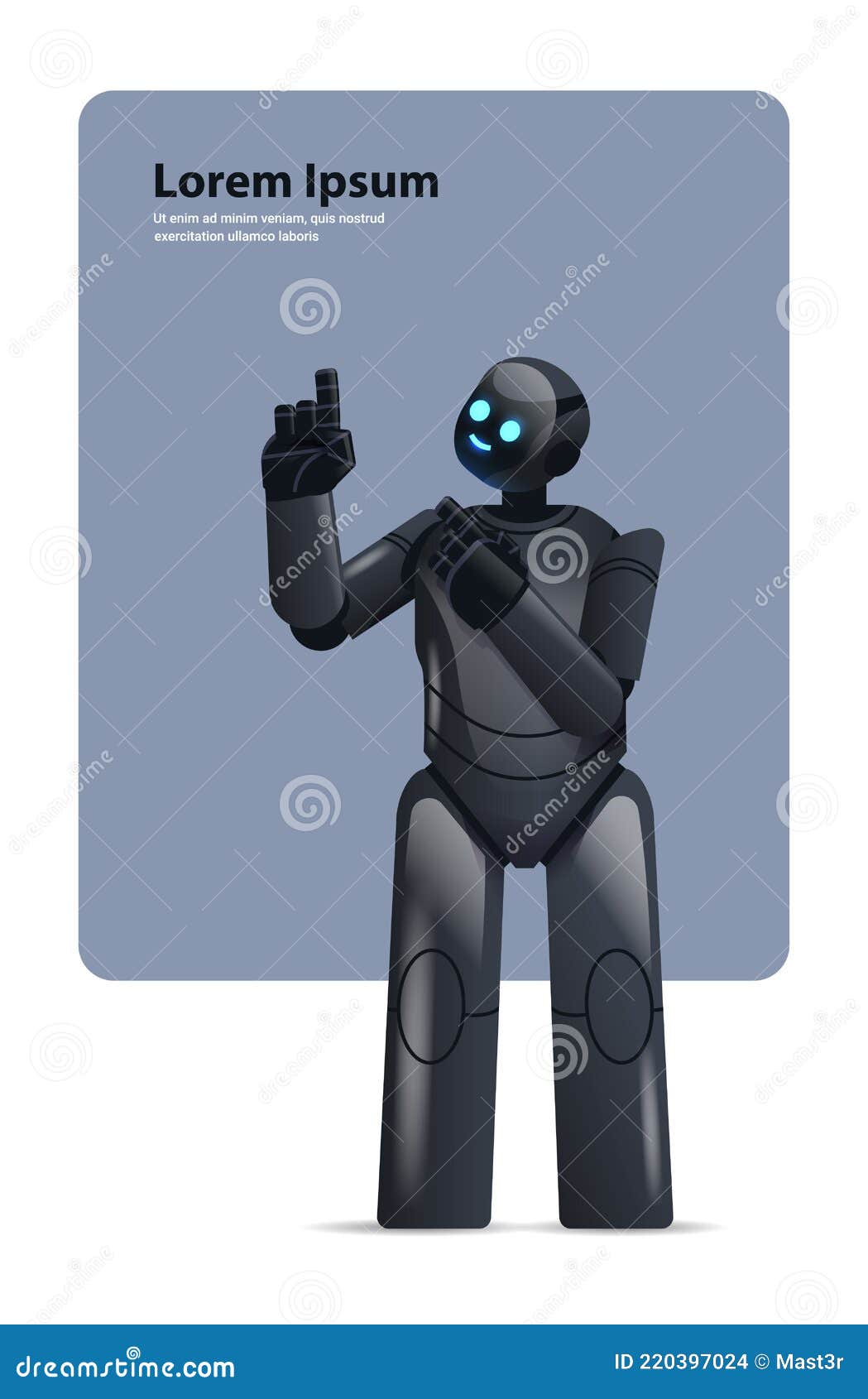 Black Robot Cyborg Pointing at Something Modern Robotic Character ...