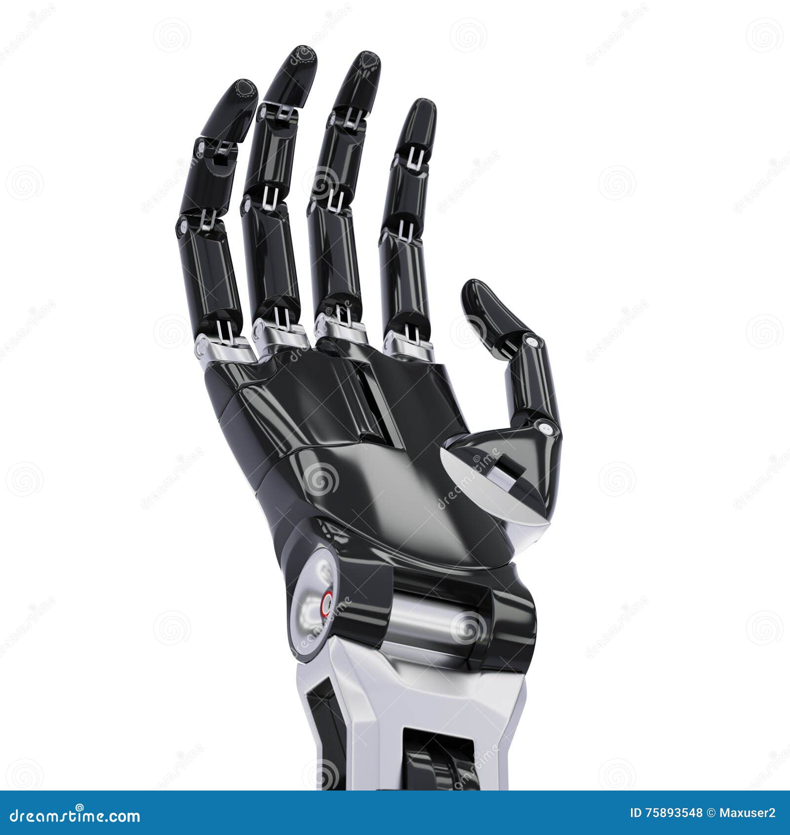 Black Robot Hand on White Background 3d Illustration Stock Illustration ...