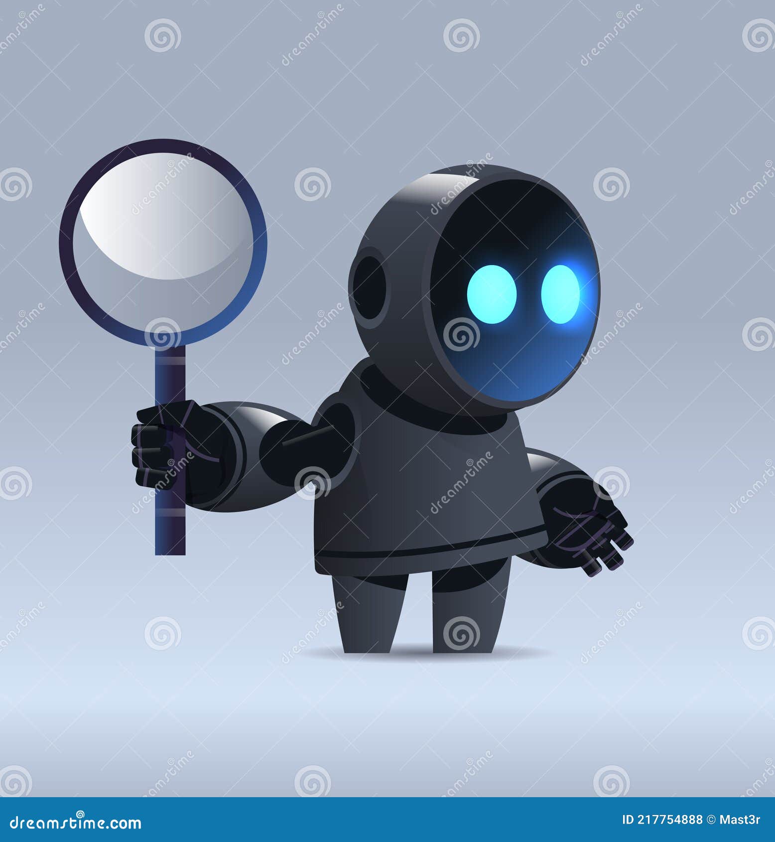 Black Robot Holding Magnifying Glass Data Search Artificial ...