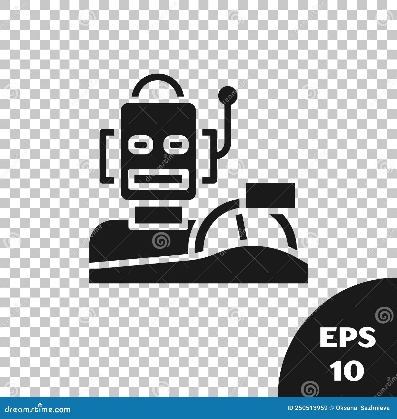 Black Robot Humanoid Driving a Car Icon Isolated on Transparent ...