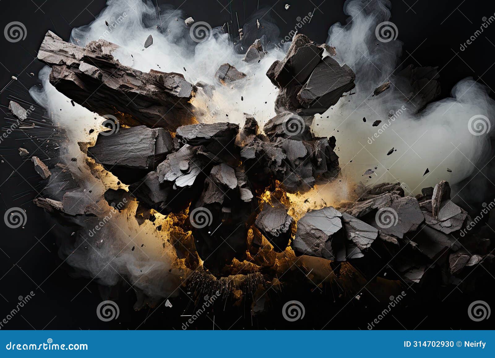 Black rock explosion stock photo. Image of backgrounds - 314702930