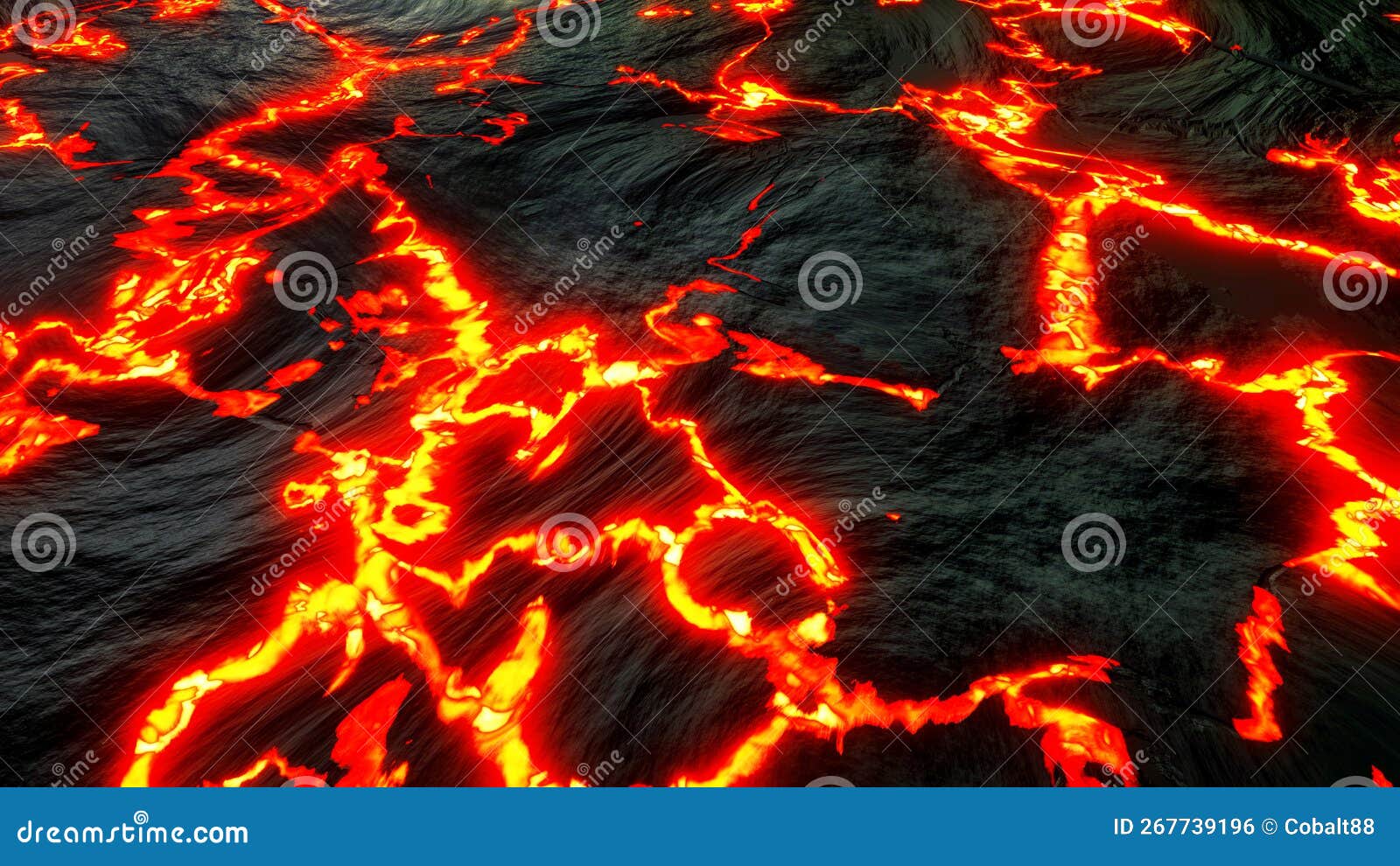 Black Rock With Fiery Magma Cracks Texture Hot Fire And Burning Lava