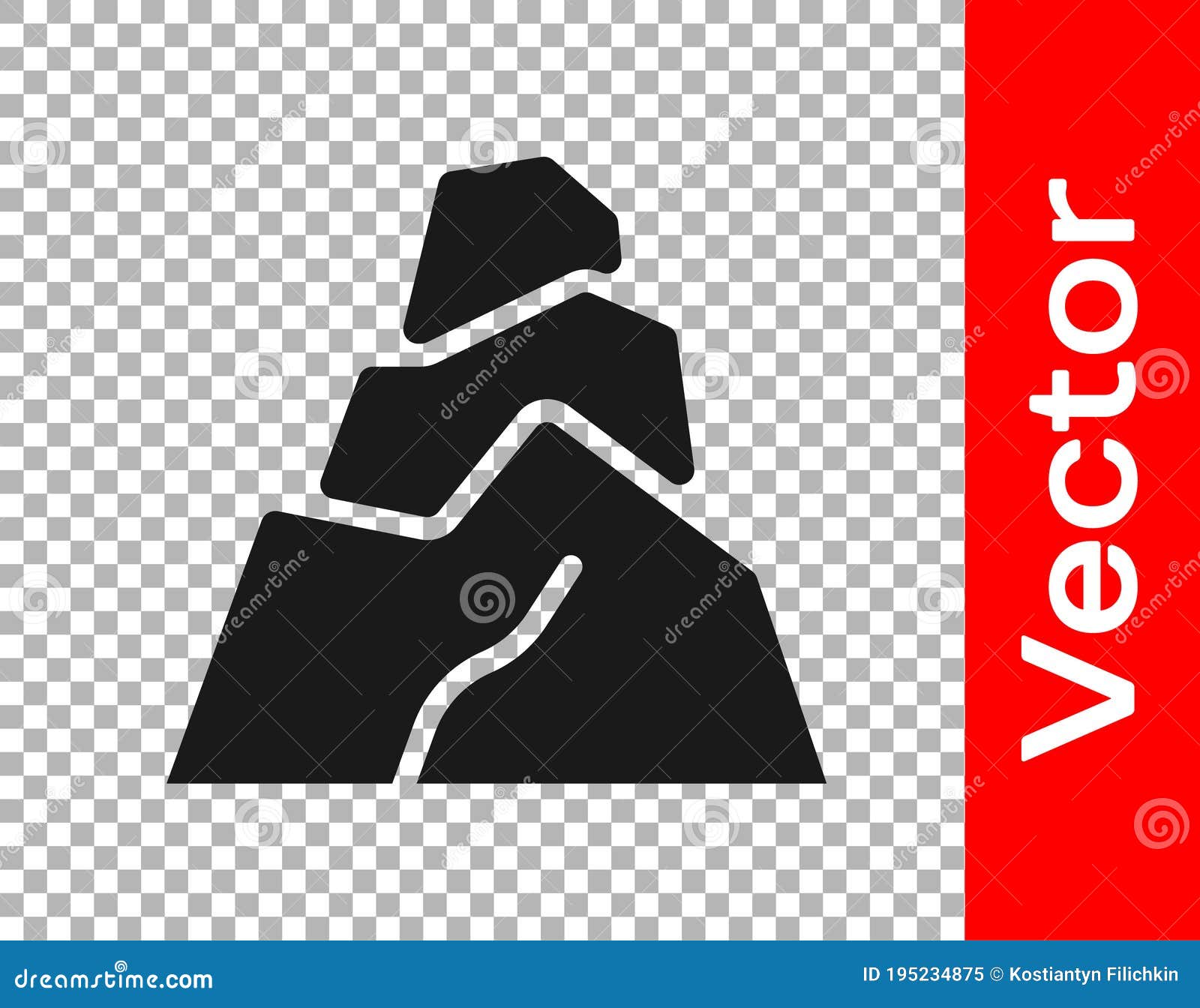 Black Rock Stones Icon Isolated on Transparent Background. Vector Stock ...