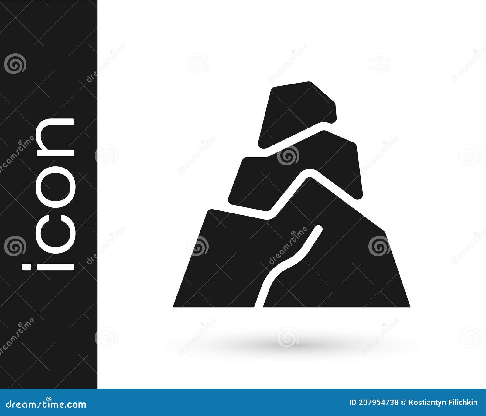 Black Rock Stones Icon Isolated on White Background. Vector Stock ...