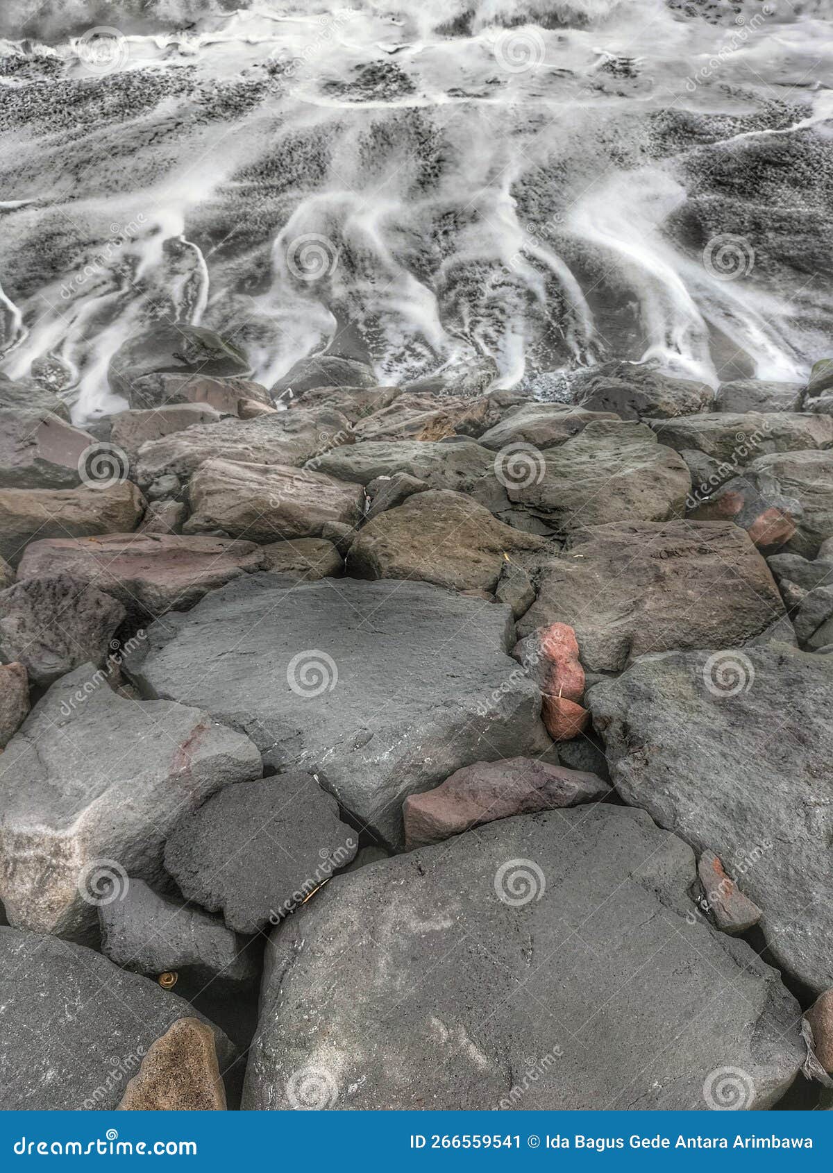 Black Rock with Water Flowing Stock Image - Image of waterfall, nature ...
