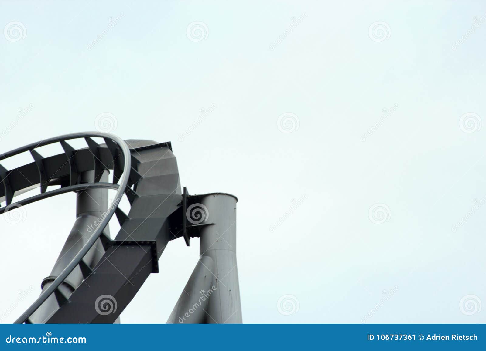 Black Roller Coaster Track and Silver Support Stock Image - Image of ...