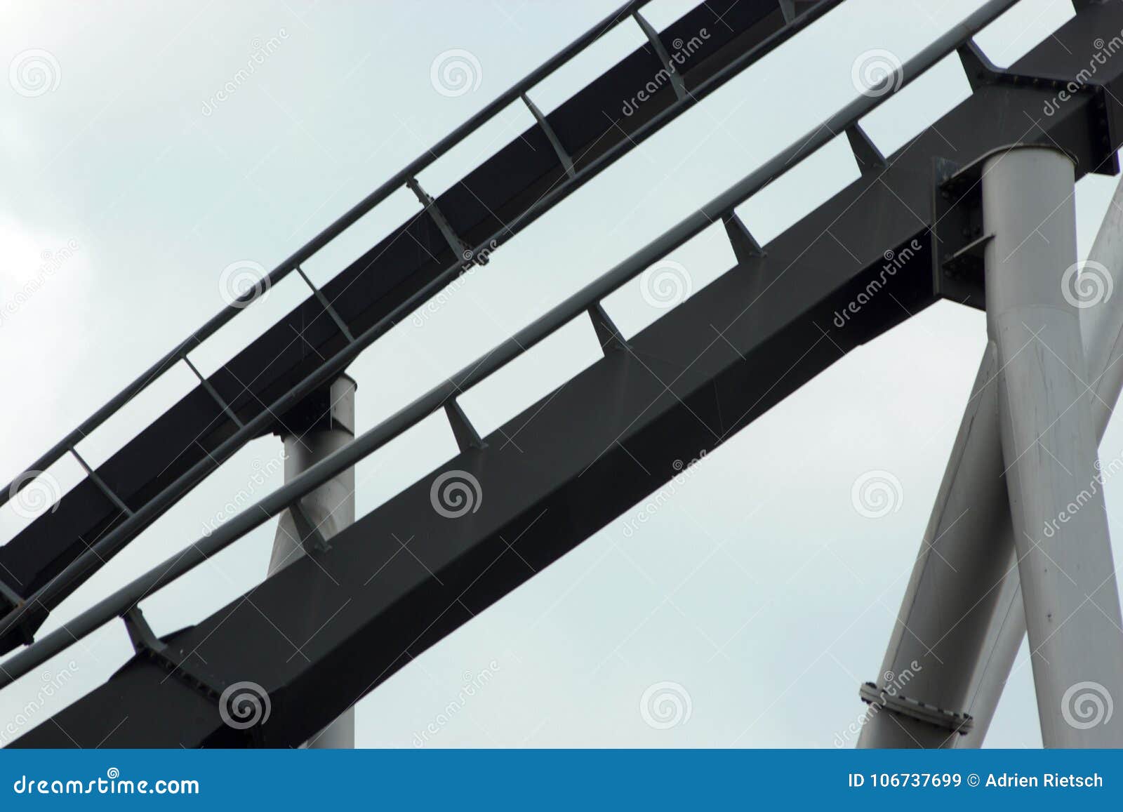 Black Roller Coaster Track and Silver Support Stock Image - Image of ...