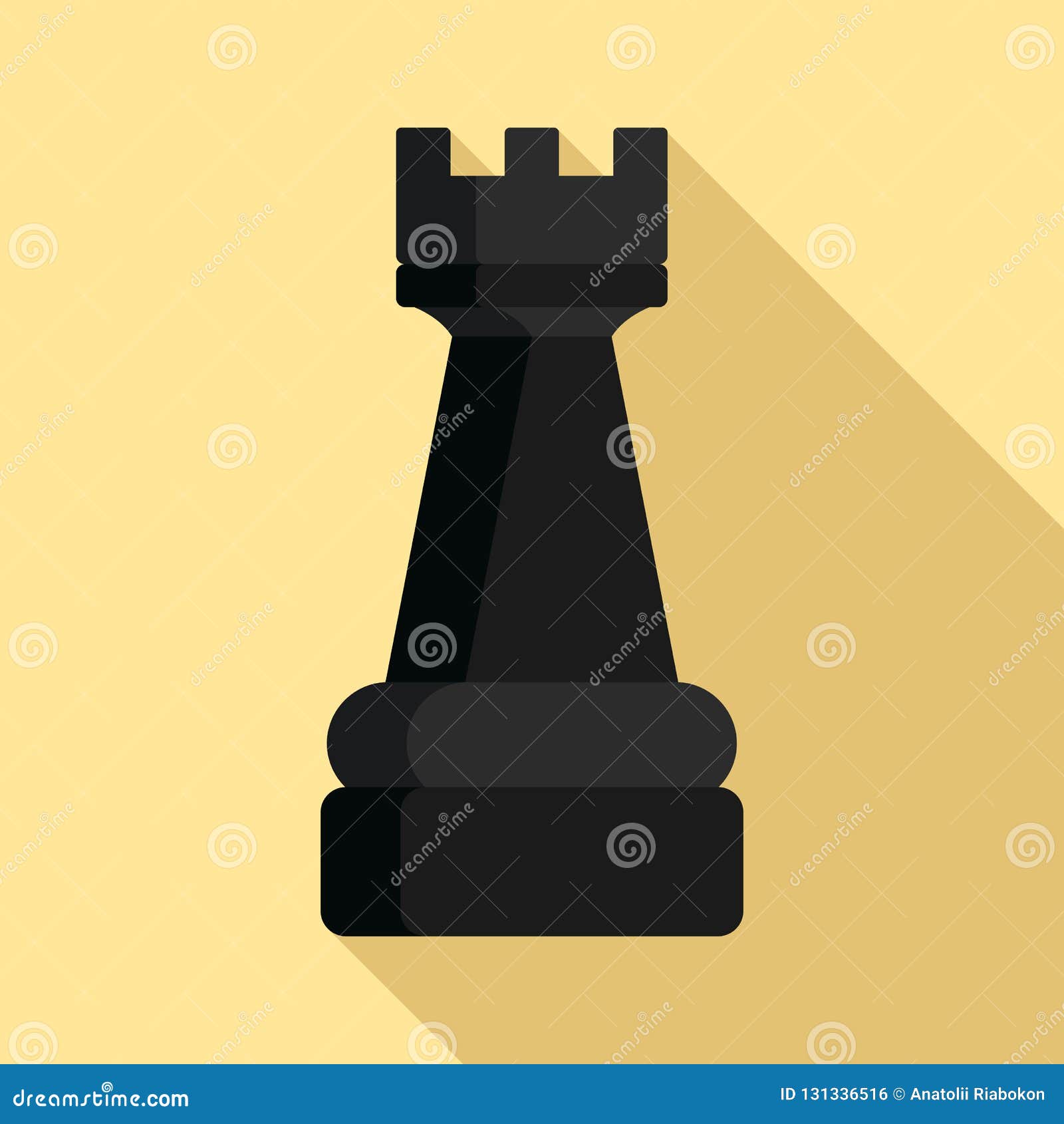 Black Rook Piece Icon, Flat Style Stock Vector - Illustration of figure ...