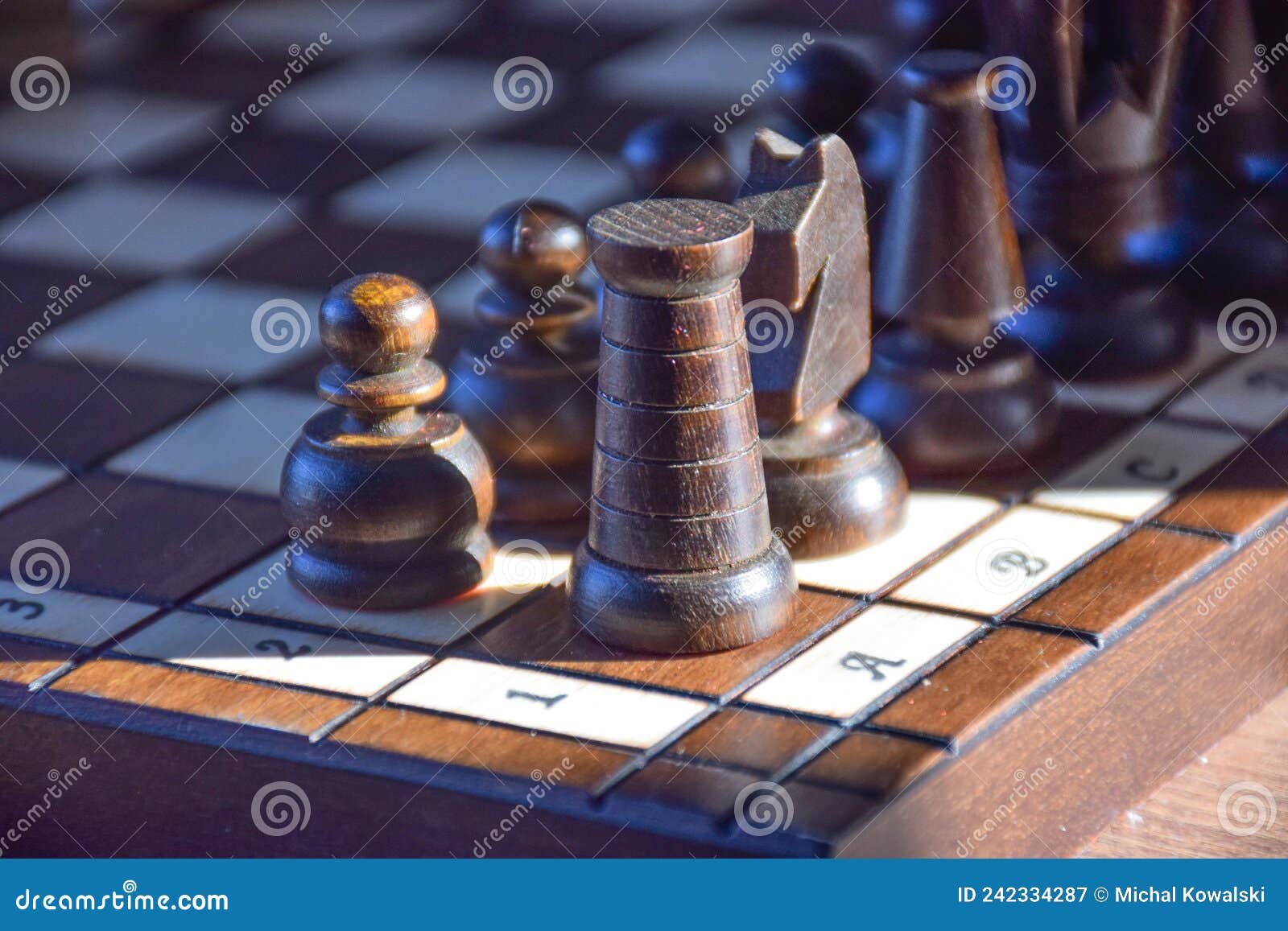 Black rook on chess game stock image. Image of chess - 242334287