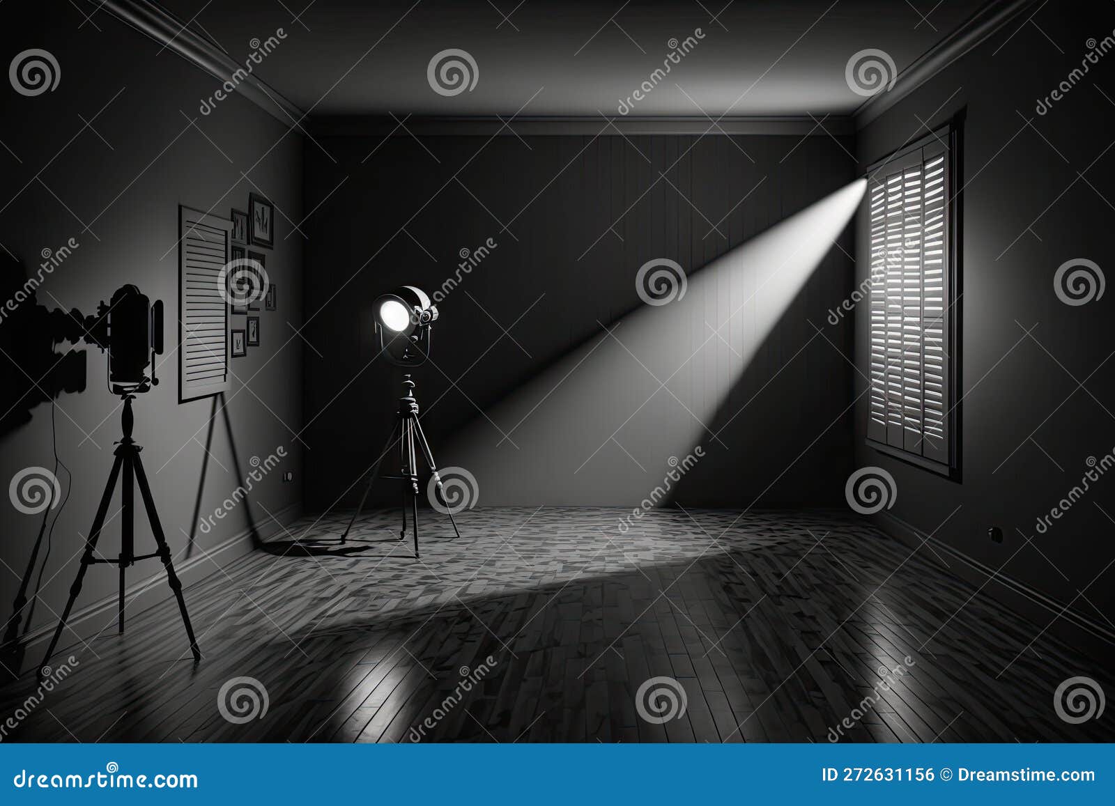 A Black Room with Dramatic Lighting, Featuring a Single Spotlight and ...