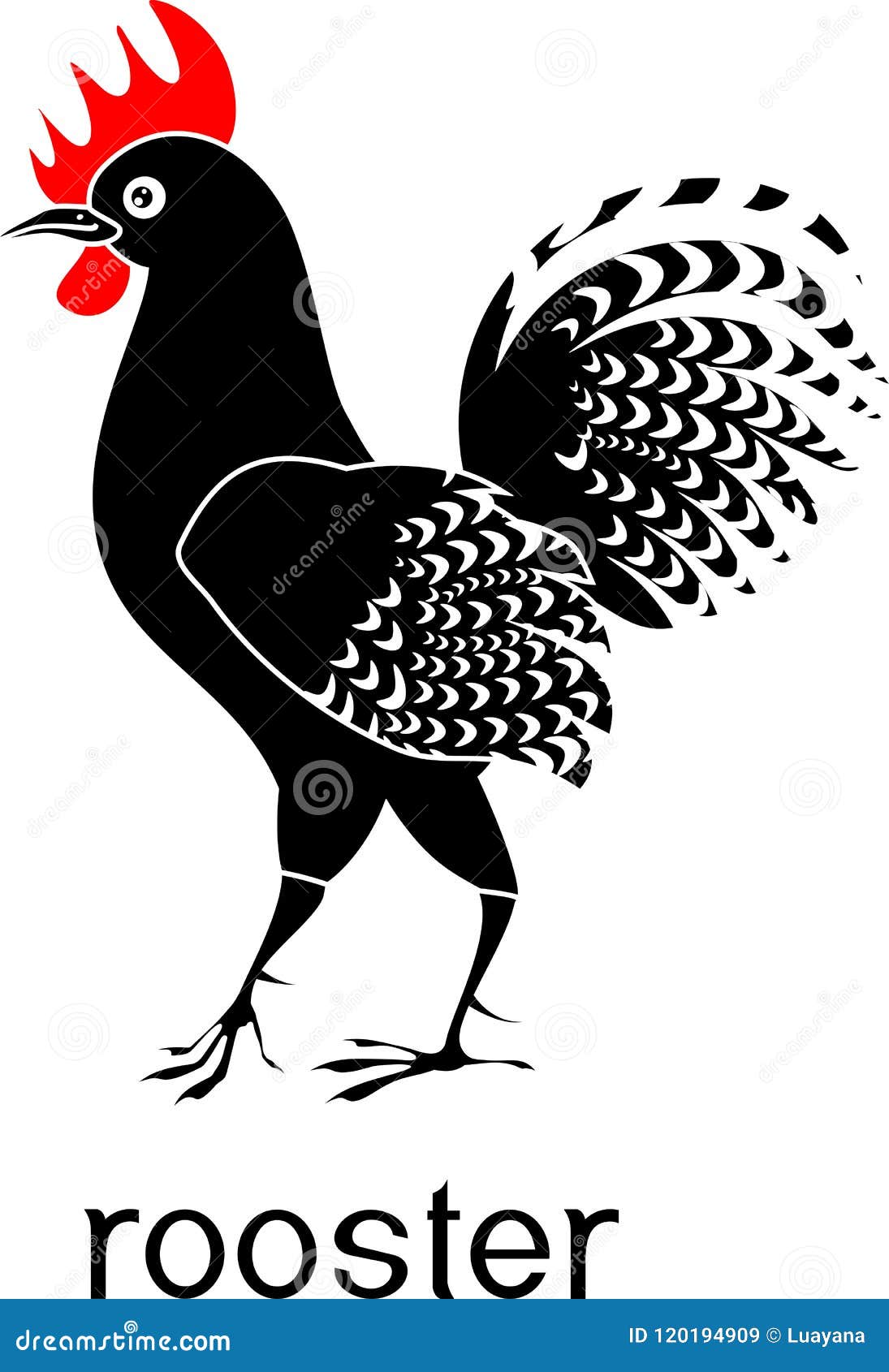 Black Rooster with Red Comb Stock Vector - Illustration of adult, title ...