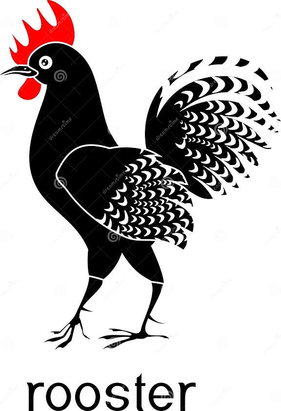 Black Rooster with Red Comb Stock Vector - Illustration of adult, title ...